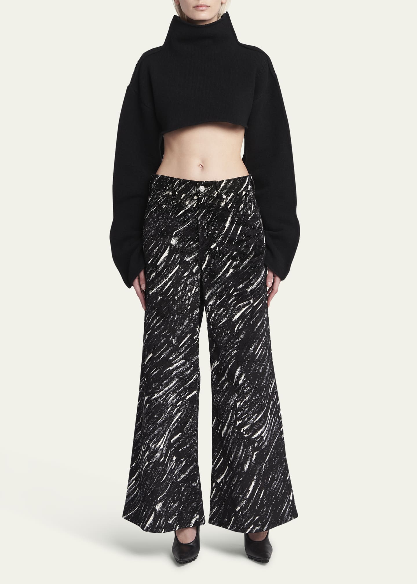 Marni Crayon Flock Denim Wide Leg Trousers - Bergdorf Goodman