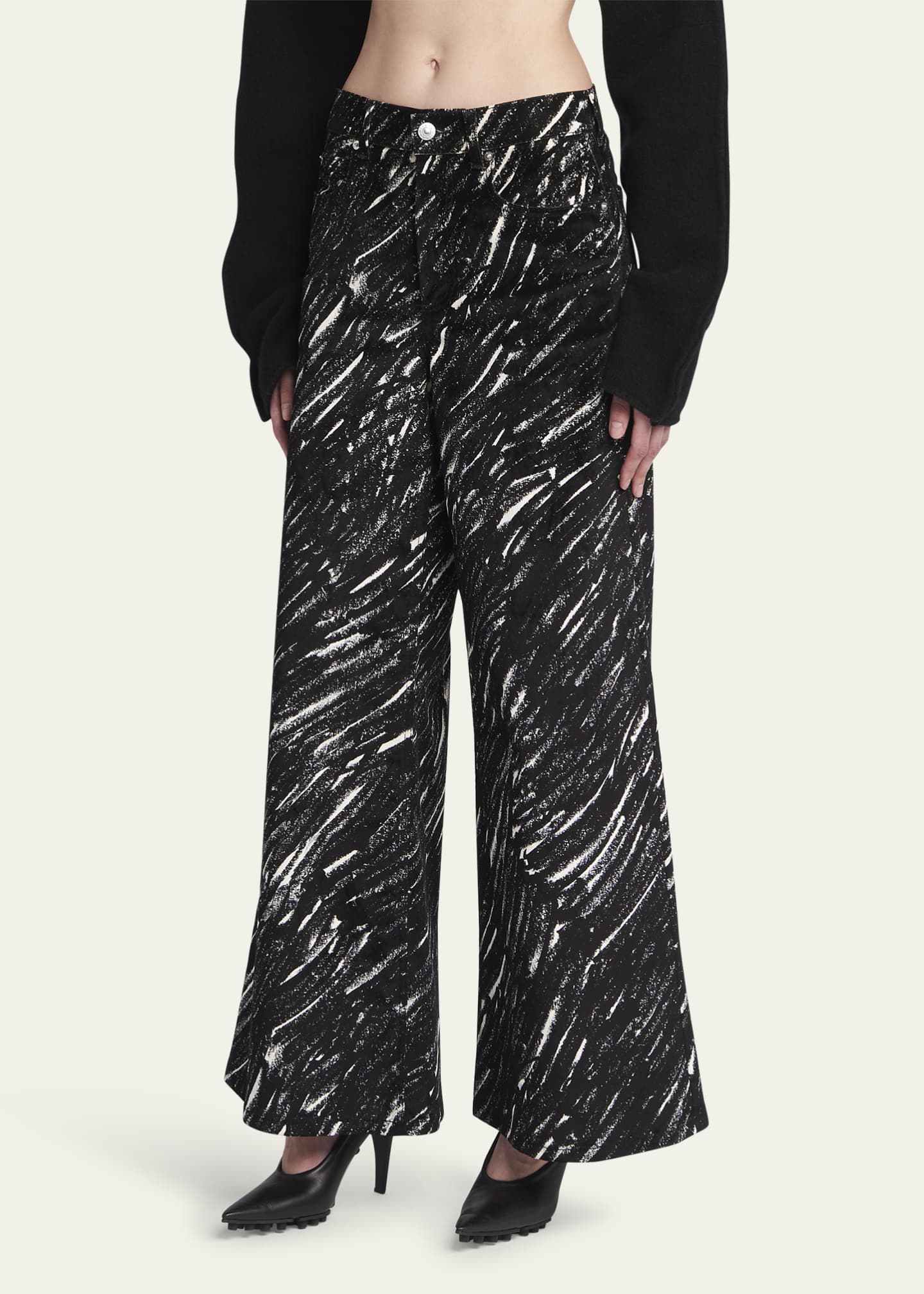 Marni Crayon Flock Denim Wide Leg Trousers - Bergdorf Goodman