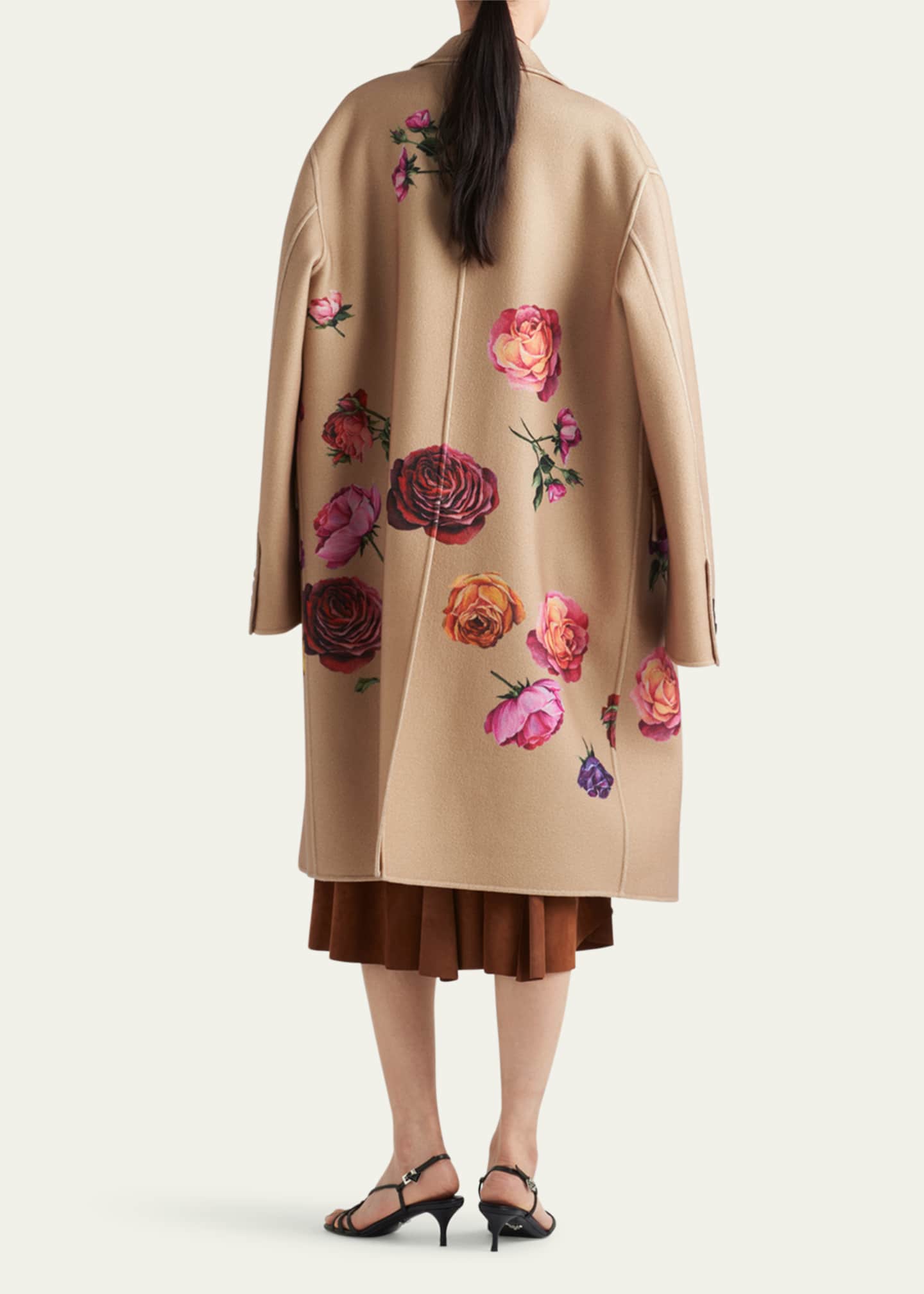 Prada Cashmere Trench Coat with Rose Detail - Bergdorf Goodman