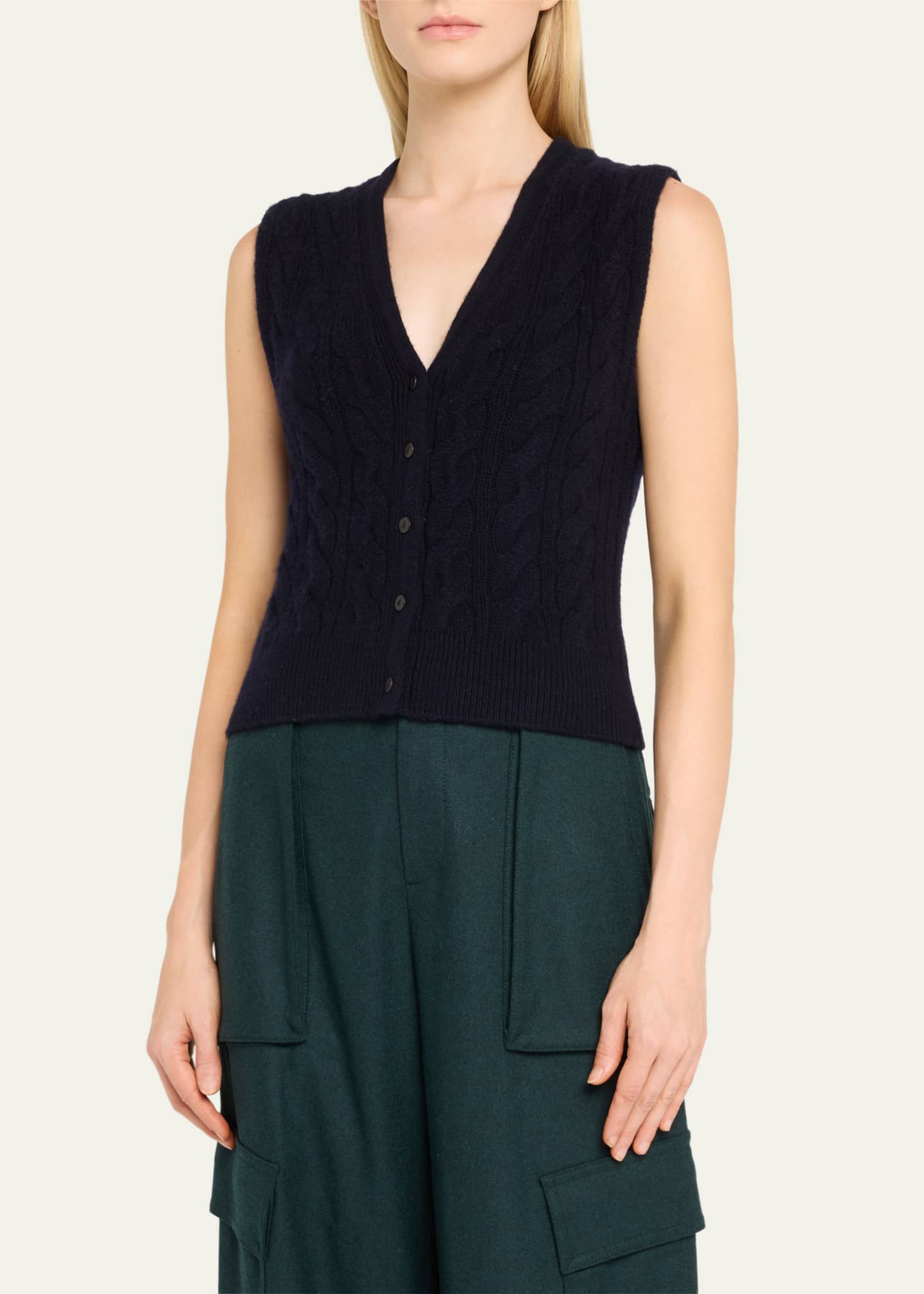 Vince Wool and Cashmere Cable-Knit Vest - Bergdorf Goodman