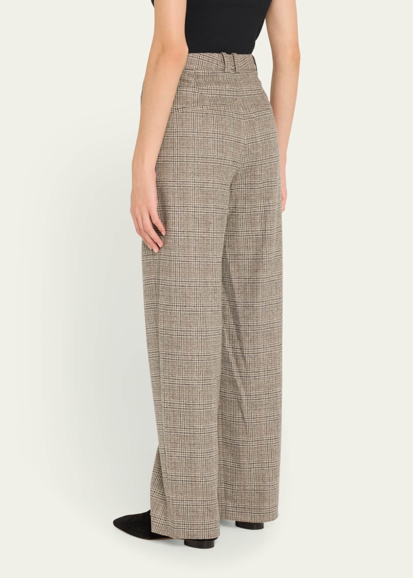Vince High-Rise Wool-Blend Plaid Trousers - Bergdorf Goodman