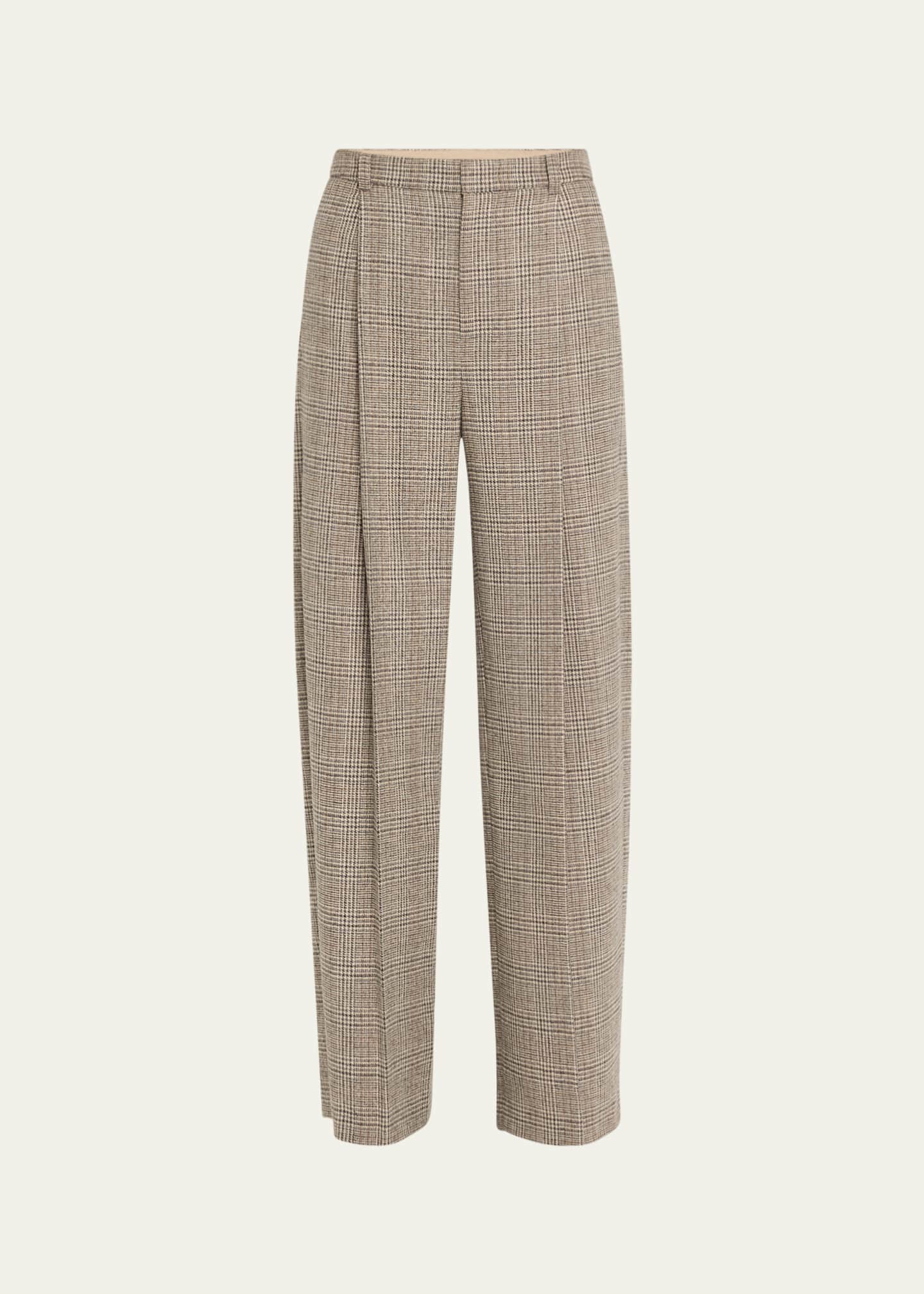 Vince High-Rise Wool-Blend Plaid Trousers - Bergdorf Goodman