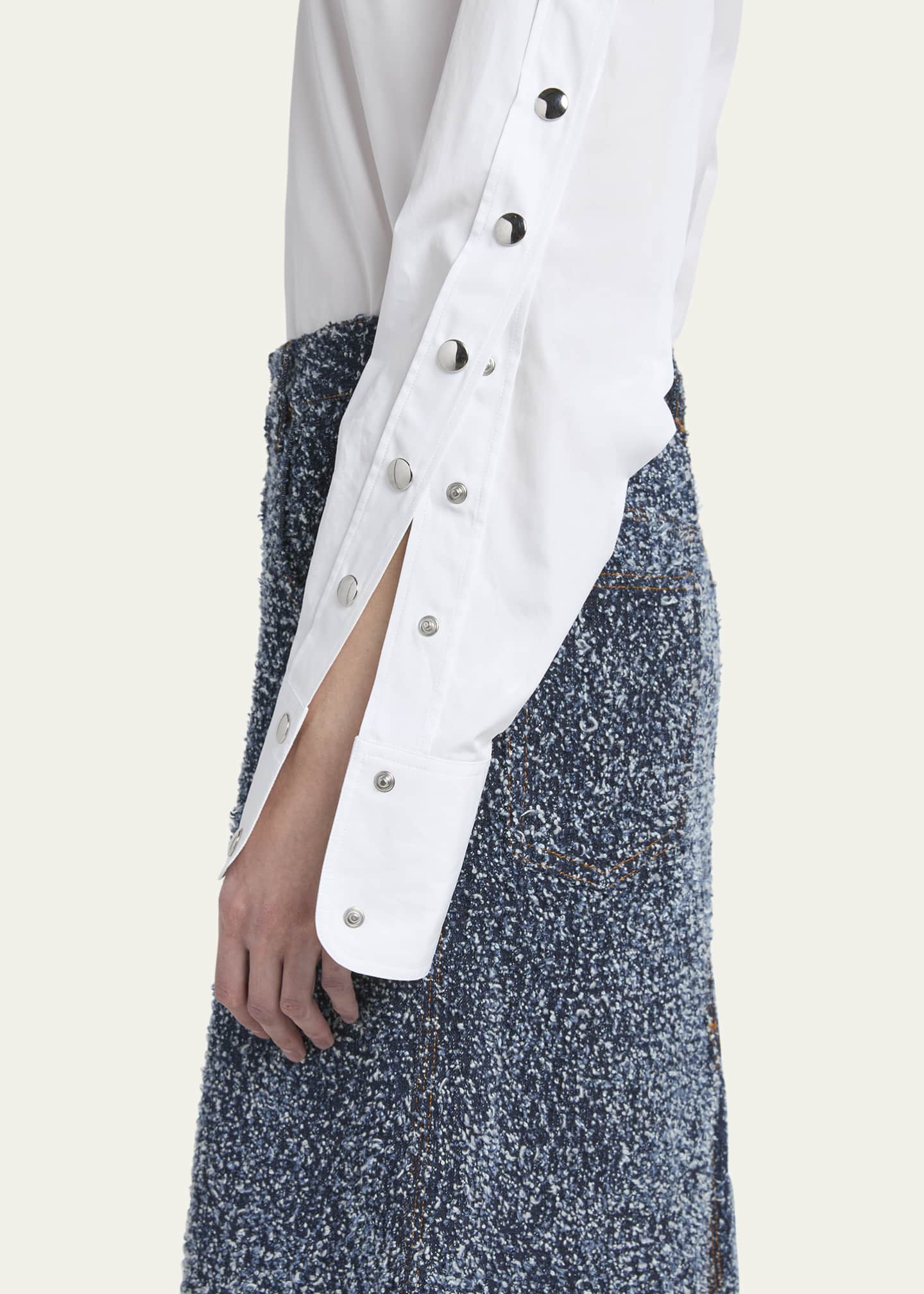 Stella McCartney Button-Front Shirt with Snap Button Sleeves - Bergdorf ...