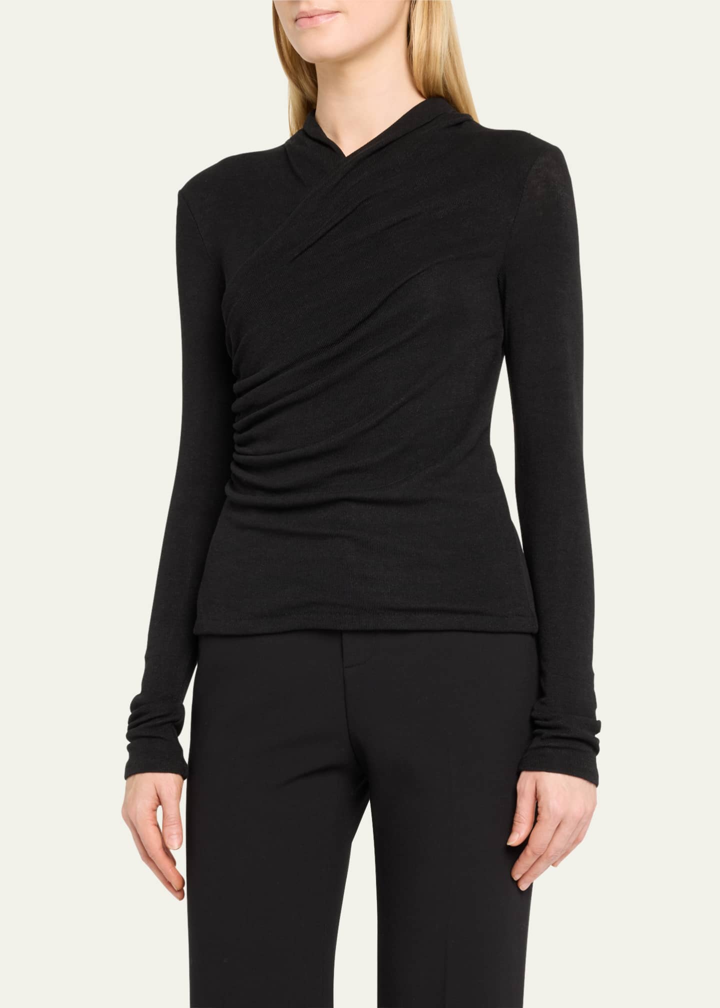 Vince Long-Sleeve Faux-Wrap Top - Bergdorf Goodman