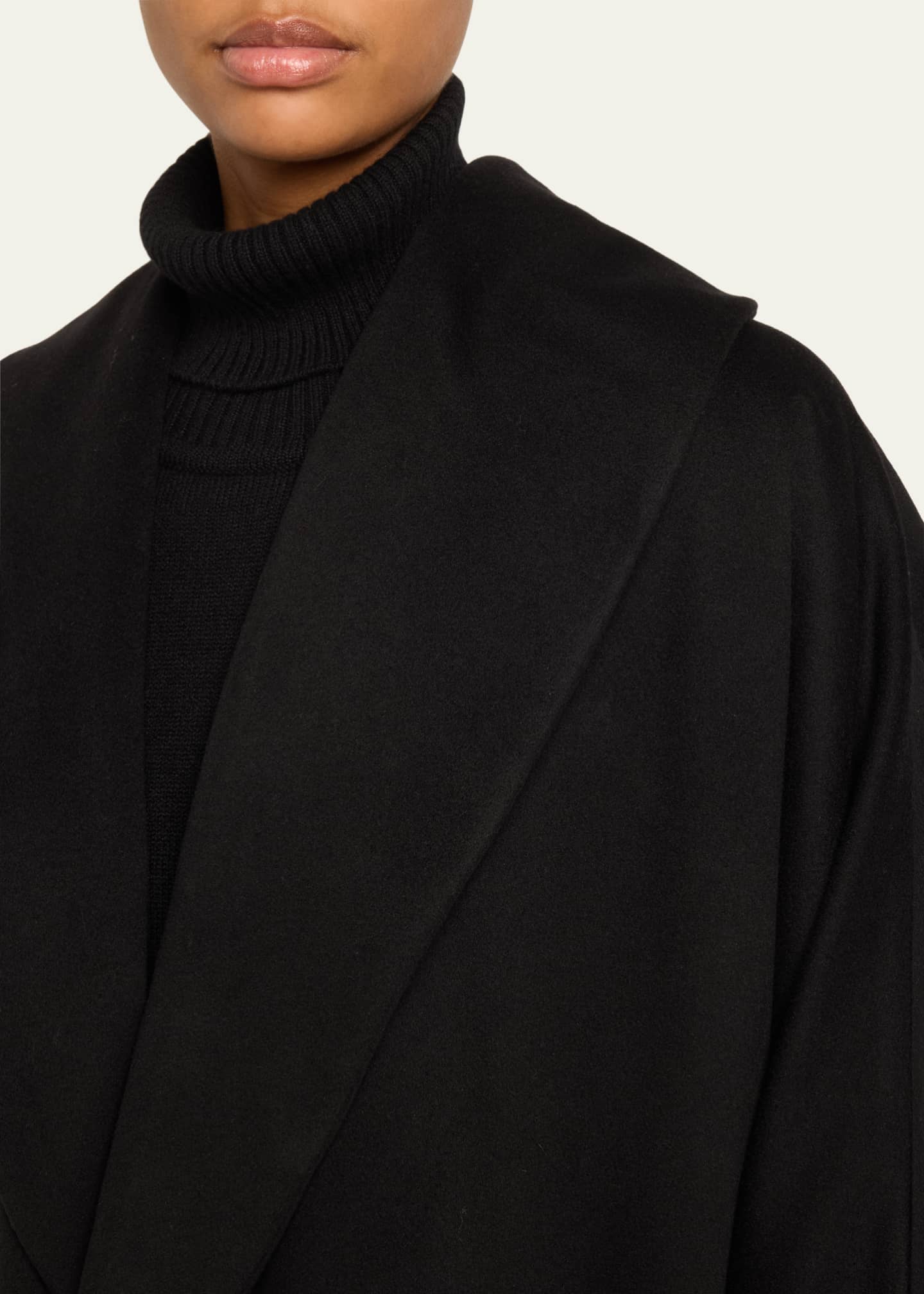 Eskandar Sloped Shoulder Shawl Collar Cuffed Coat (Long Plus Length ...