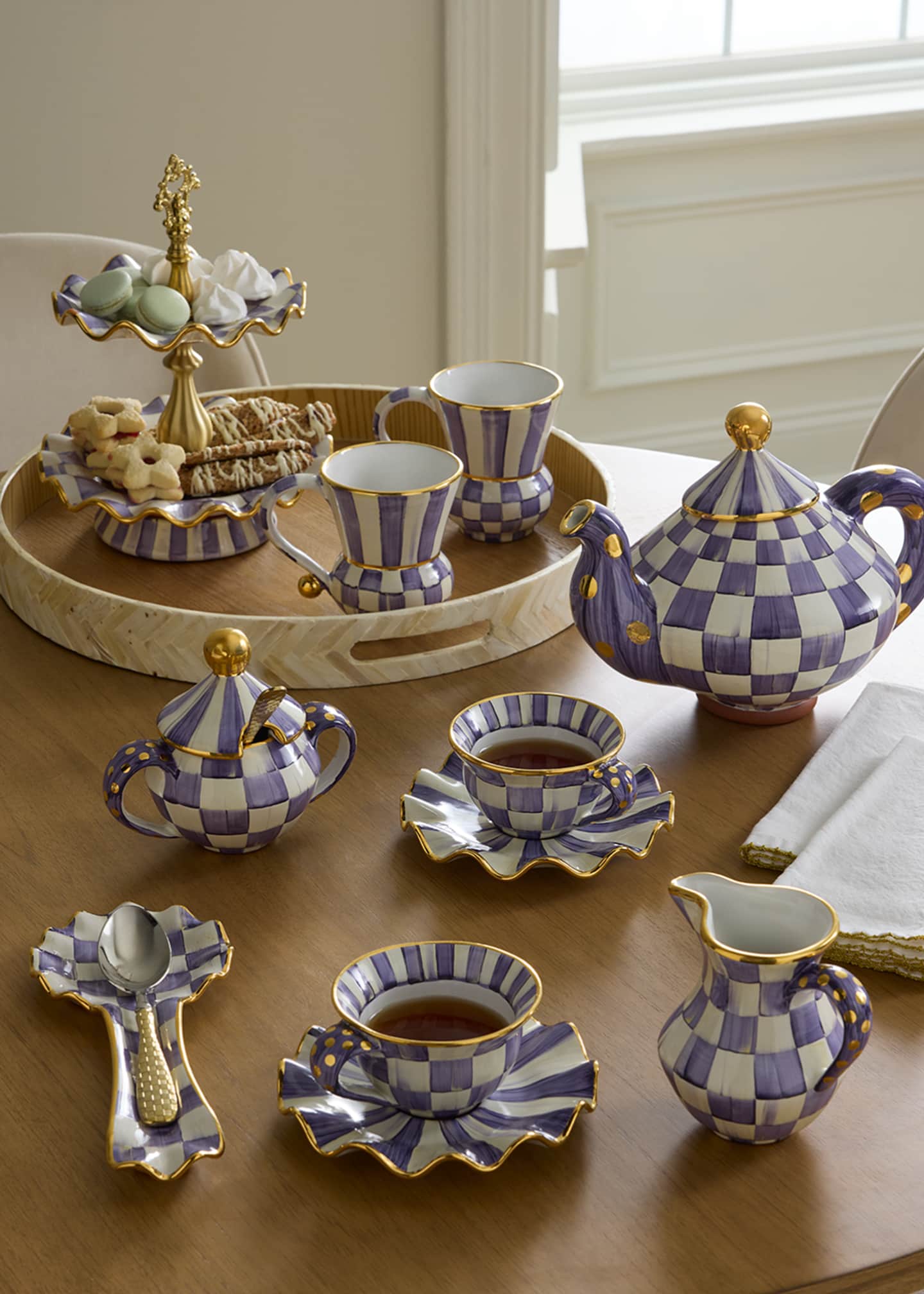 MacKenzie-Childs Plum Check Ceramic Spoon Rest - Bergdorf Goodman