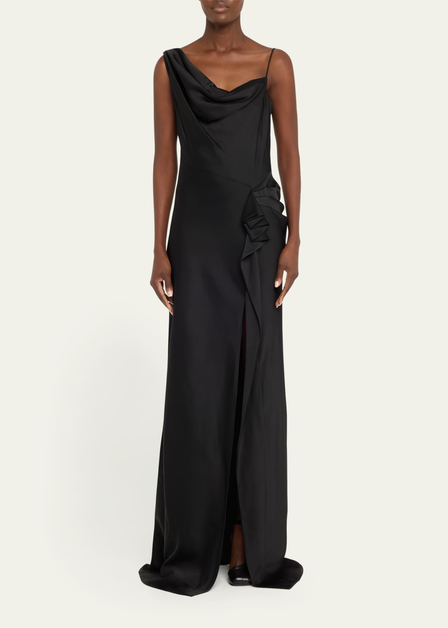 Dries Van Noten Deyon Draped One-Shoulder Gown with Ruffle Detail ...