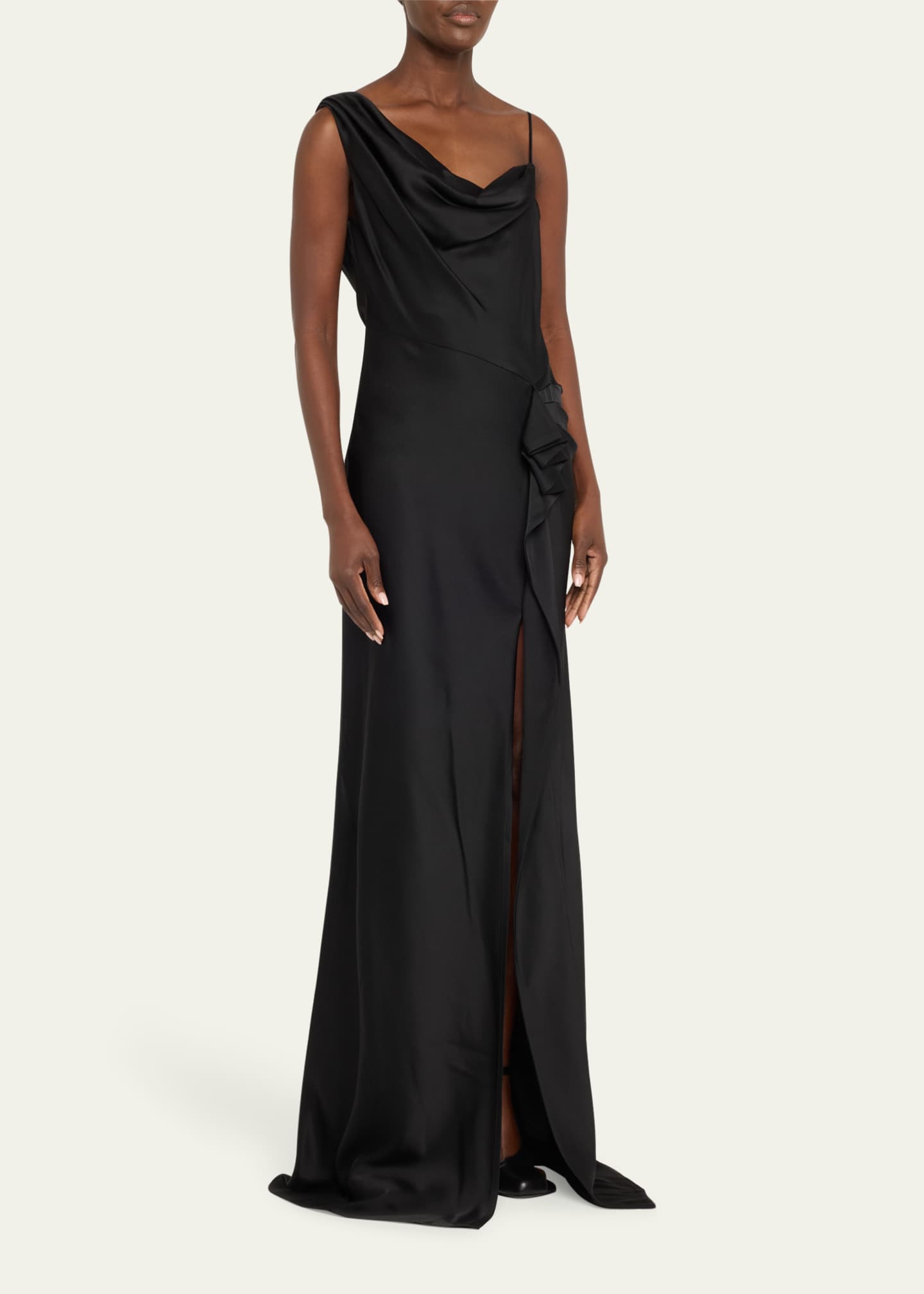 Dries Van Noten Deyon Draped One-Shoulder Gown with Ruffle Detail ...