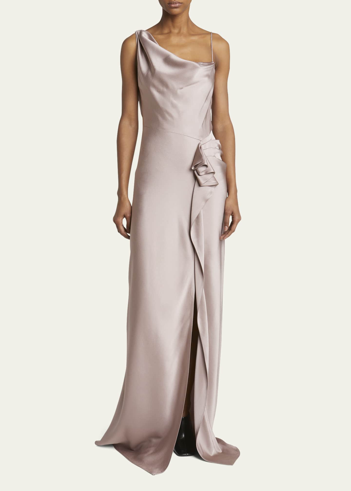 Dries Van Noten Deyon Draped One-Shoulder Gown with Ruffle Detail ...