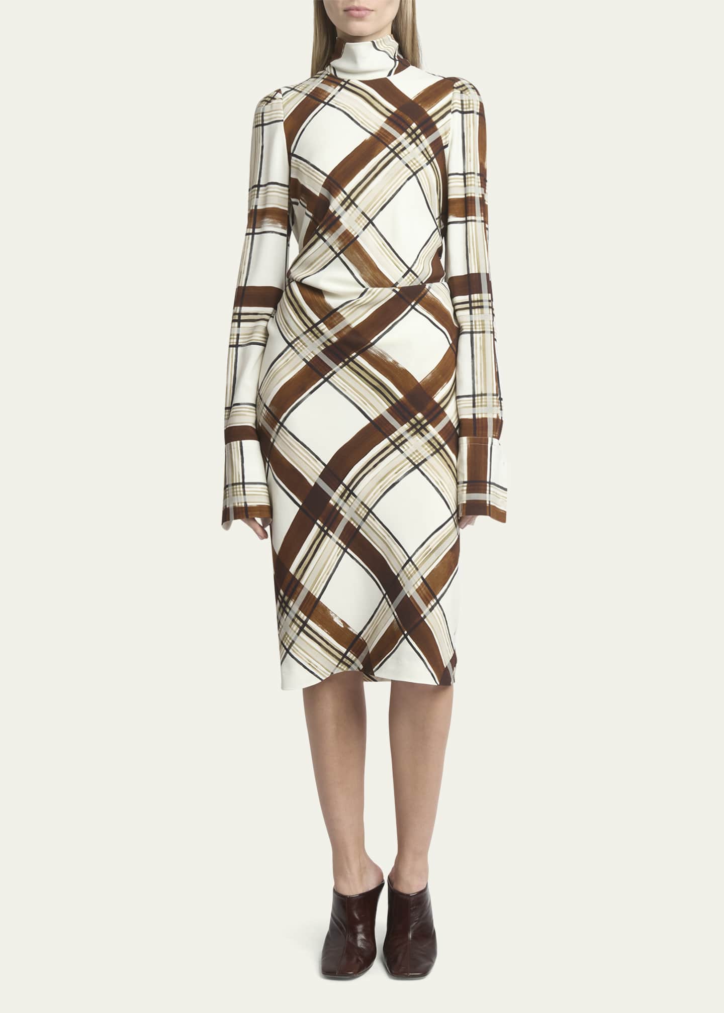 Dries Van Noten Delvet Plaid Belted Midi Dress - Bergdorf Goodman