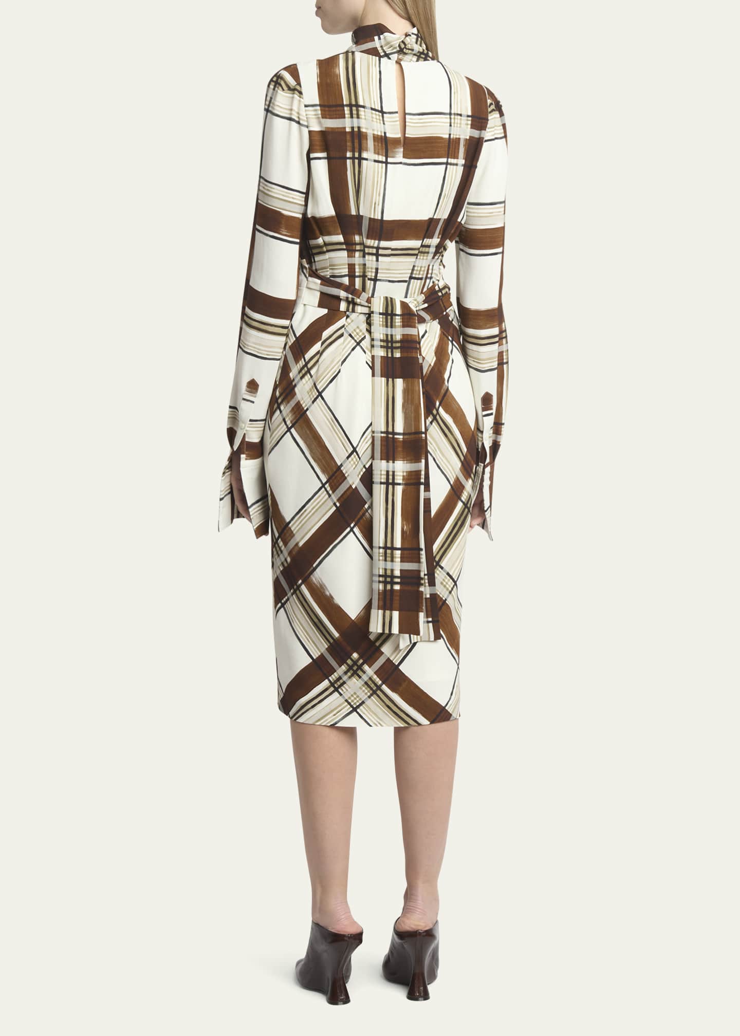 Dries Van Noten Delvet Plaid Belted Midi Dress - Bergdorf Goodman