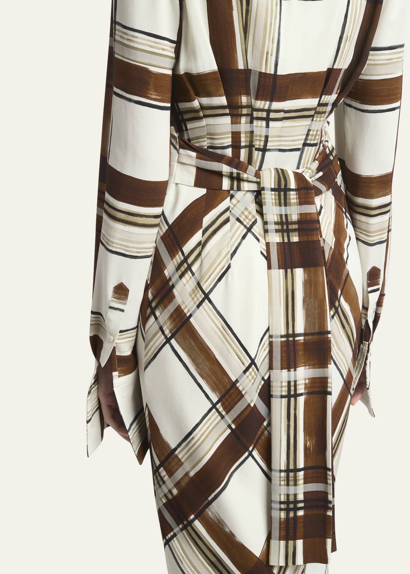 Dries Van Noten Delvet Plaid Belted Midi Dress - Bergdorf Goodman