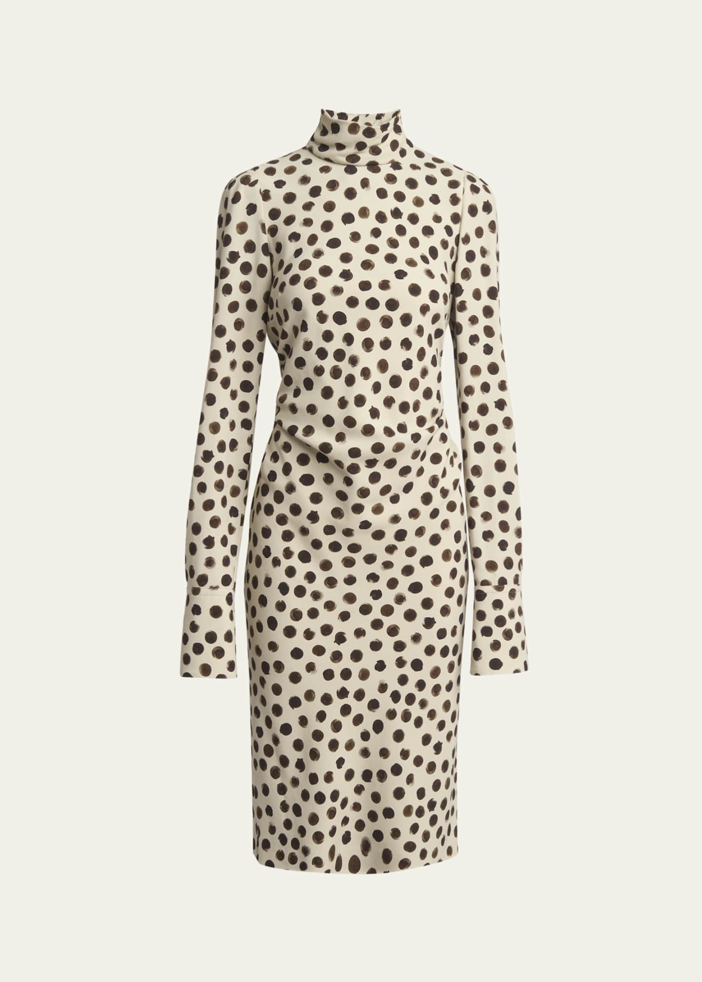 Dries Van Noten Delvet Polka Dot Belted Midi Dress - Bergdorf Goodman