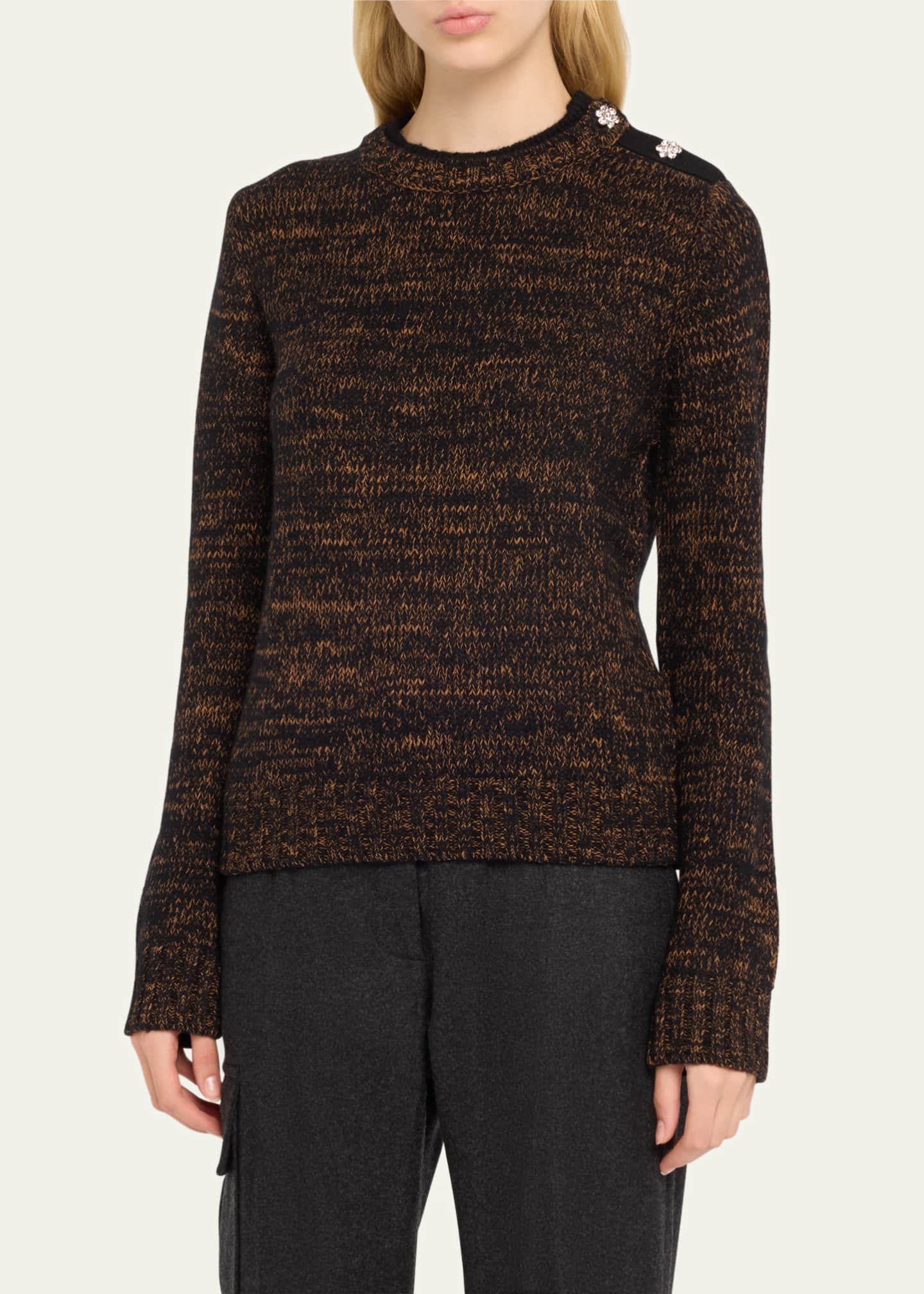 Wales Bonner Chord Crystal-Button Wool Sweater - Bergdorf Goodman