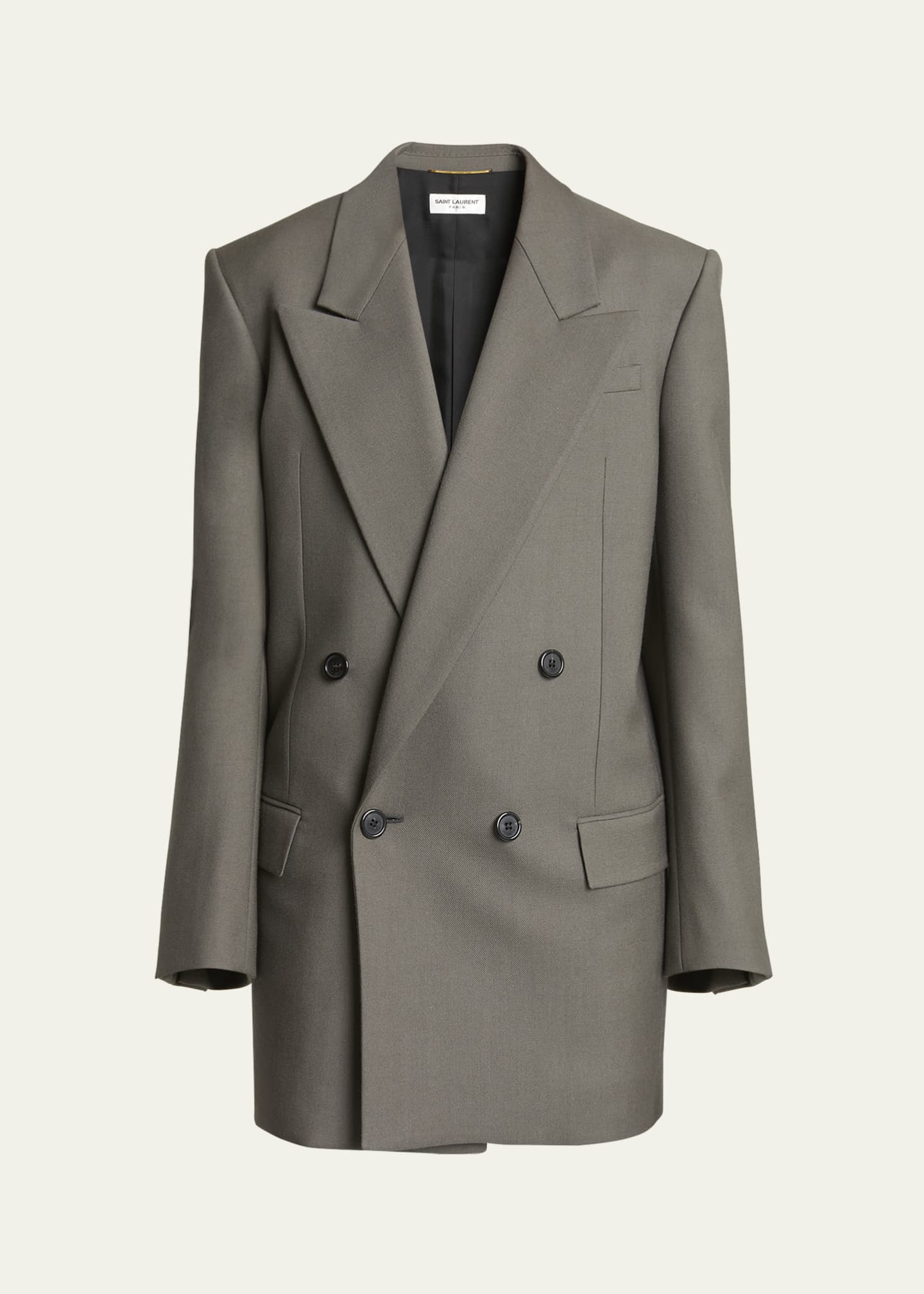 Saint Laurent Double-Breasted Oversize Wool Blazer Jacket - Bergdorf ...