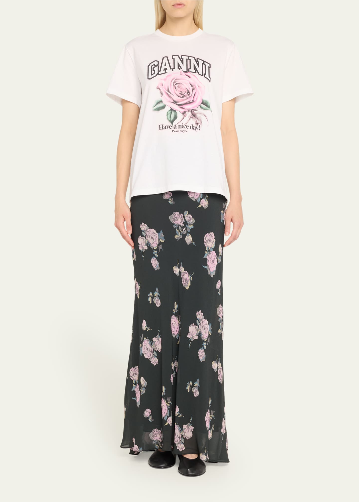 Ganni Rose Basic Jersey T-Shirt - Bergdorf Goodman