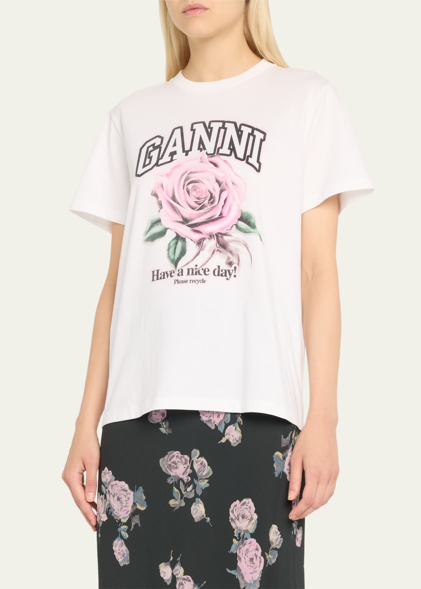 Ganni Rose Basic Jersey T-Shirt - Bergdorf Goodman