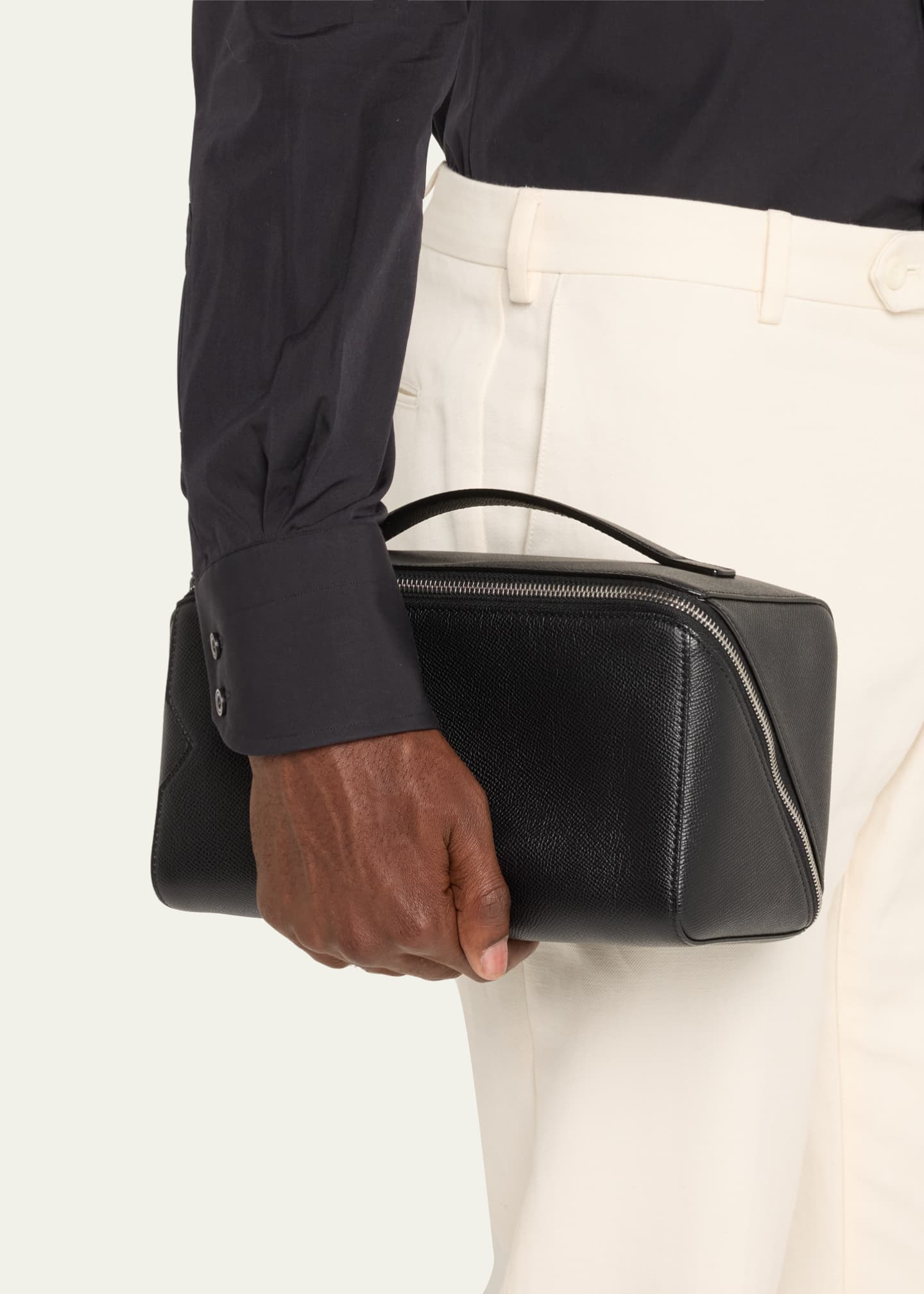 Valextra Men's V-Line Soft Leather Toiletry Bag - Bergdorf Goodman