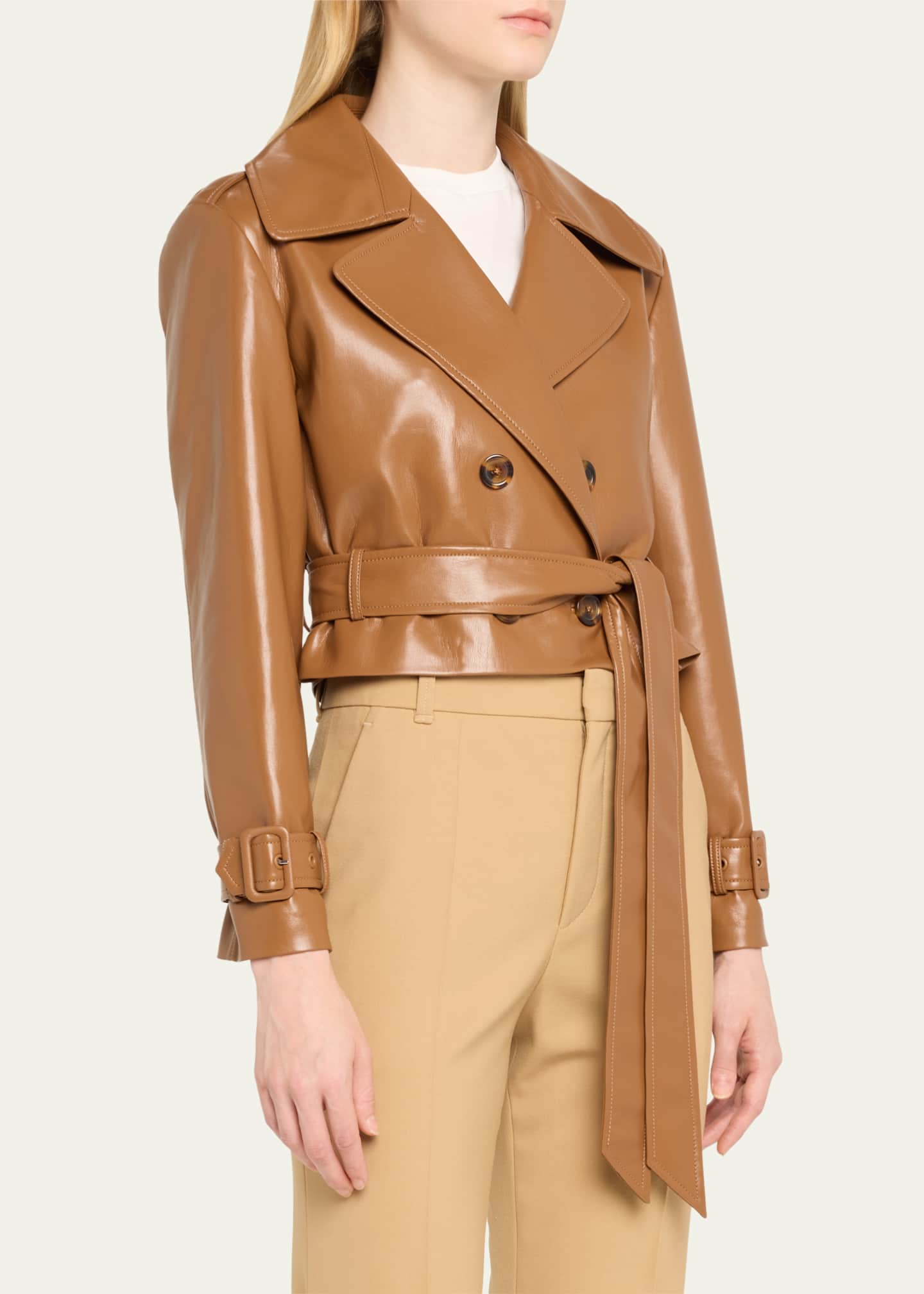 Alice + Olivia Keith Vegan Leather Cropped Trench Coat - Bergdorf Goodman