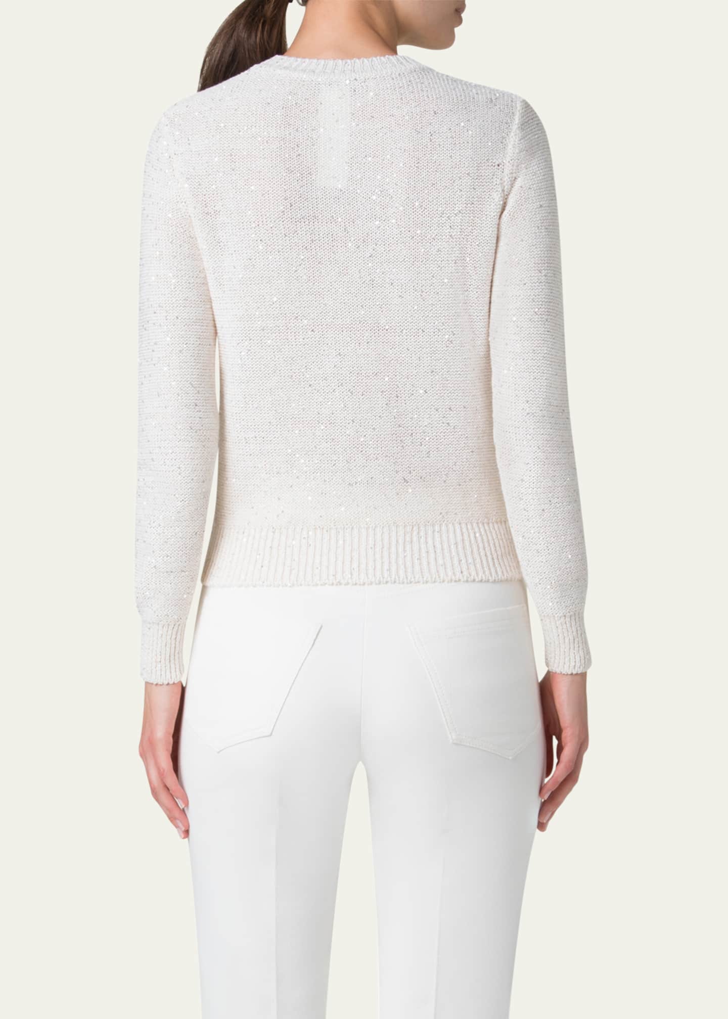 Akris Micro Sequin Linen-Blend Crewneck Sweater - Bergdorf Goodman