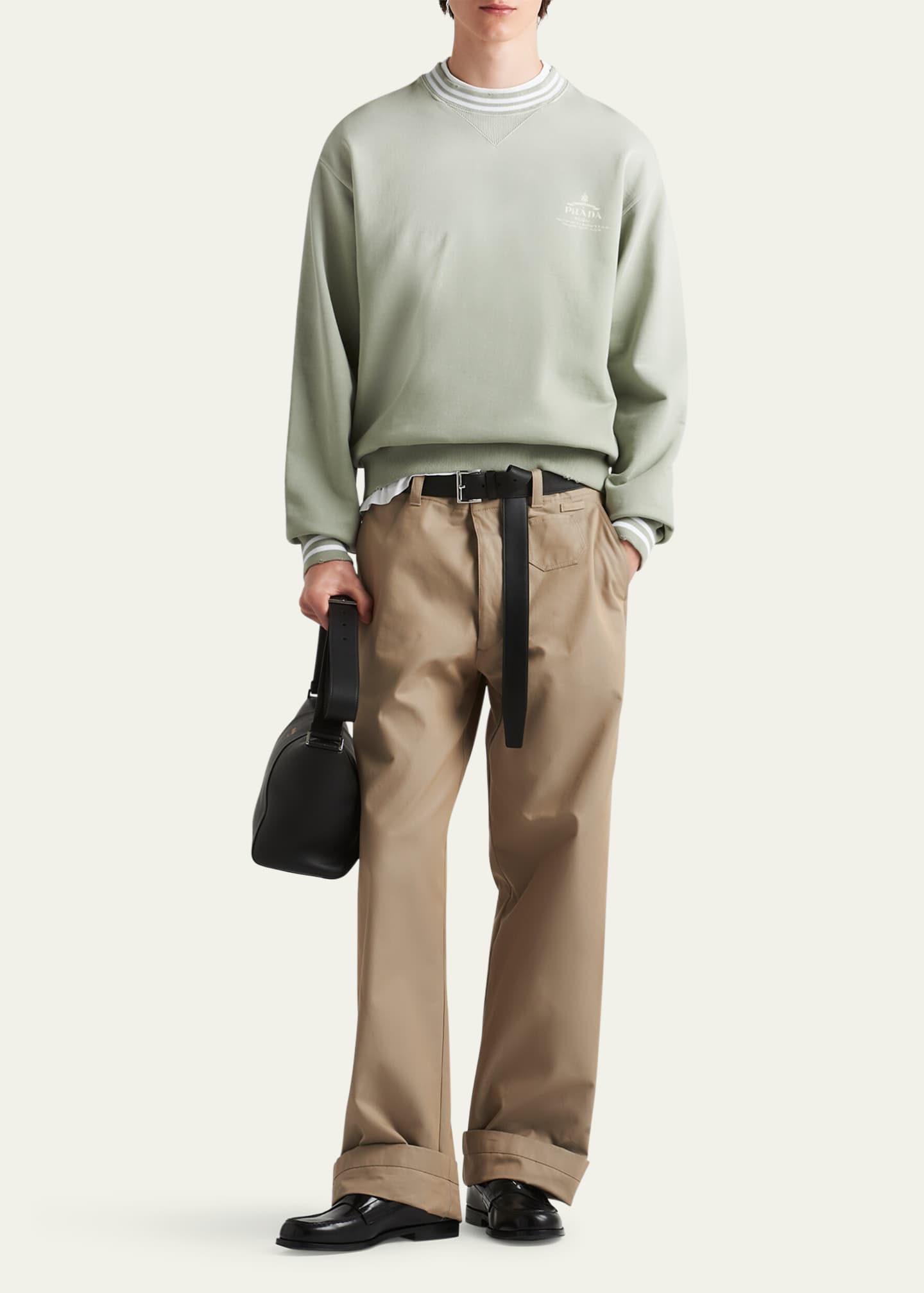 Prada Men's Cotton Logo Sweatshirt - Bergdorf Goodman