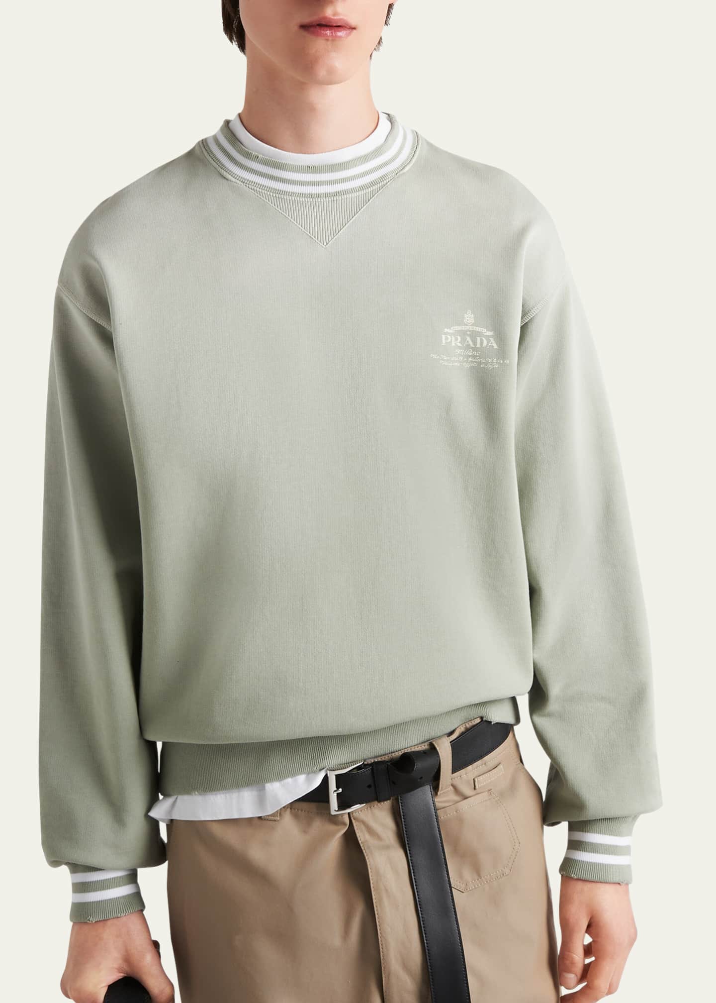 Prada Men's Cotton Logo Sweatshirt - Bergdorf Goodman