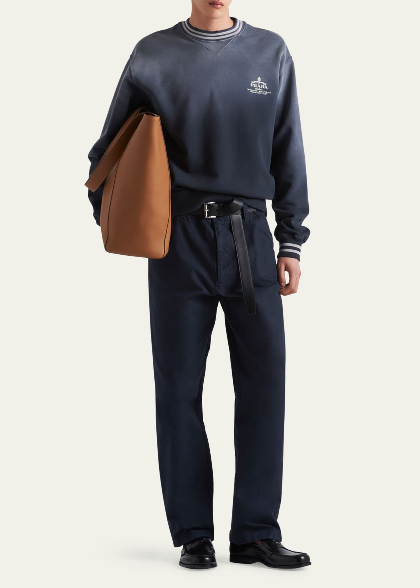 Prada Men's Cotton Logo Sweatshirt - Bergdorf Goodman