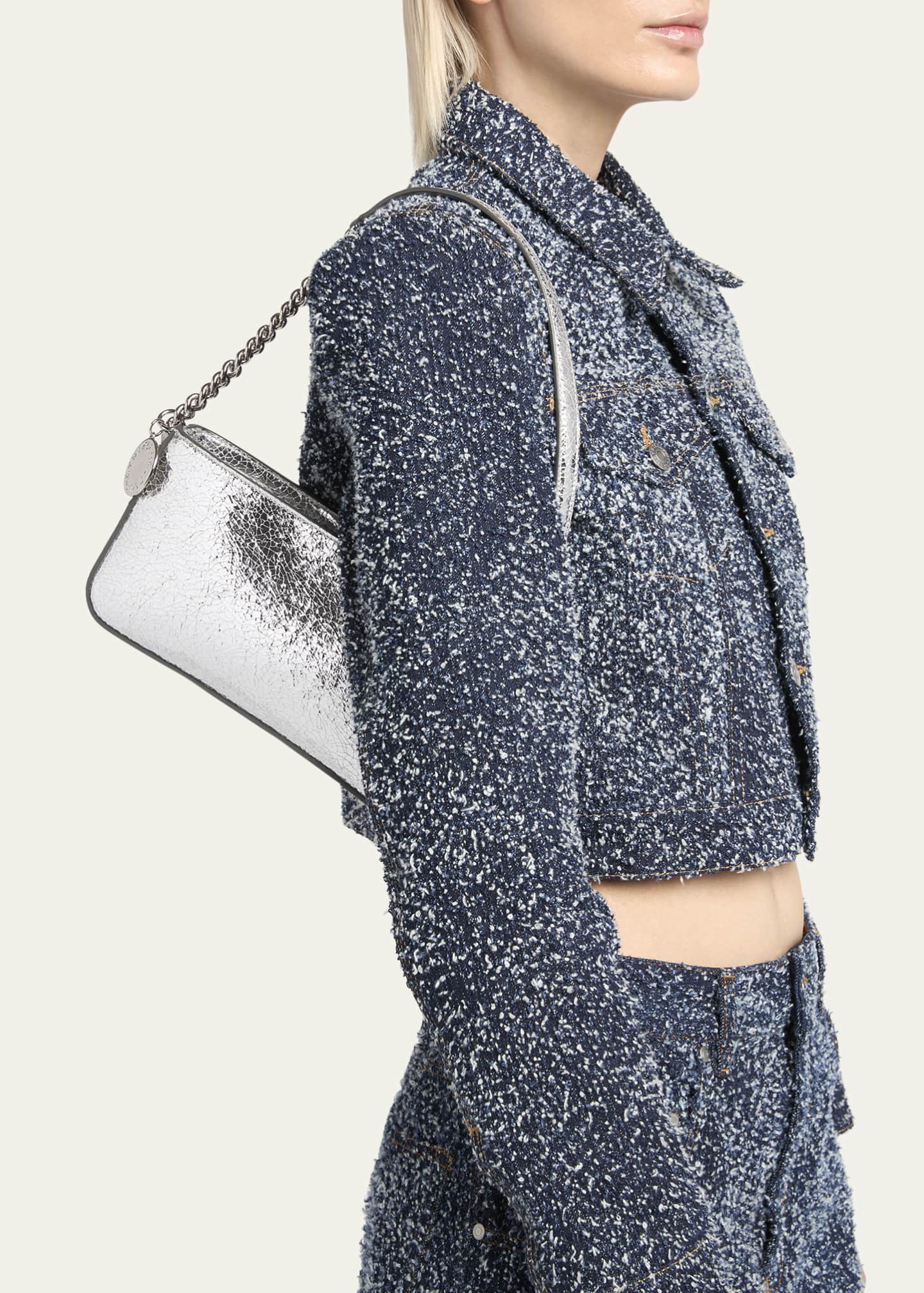 Stella McCartney Frayme Crackled Metallic Alt-Leather Chain Shoulder ...