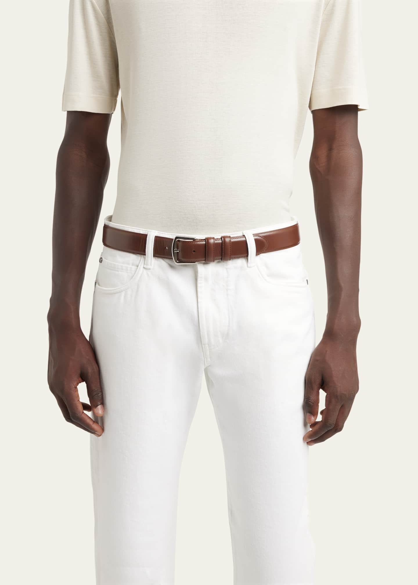 Loro Piana Men's Travis Calf Leather Belt - Bergdorf Goodman