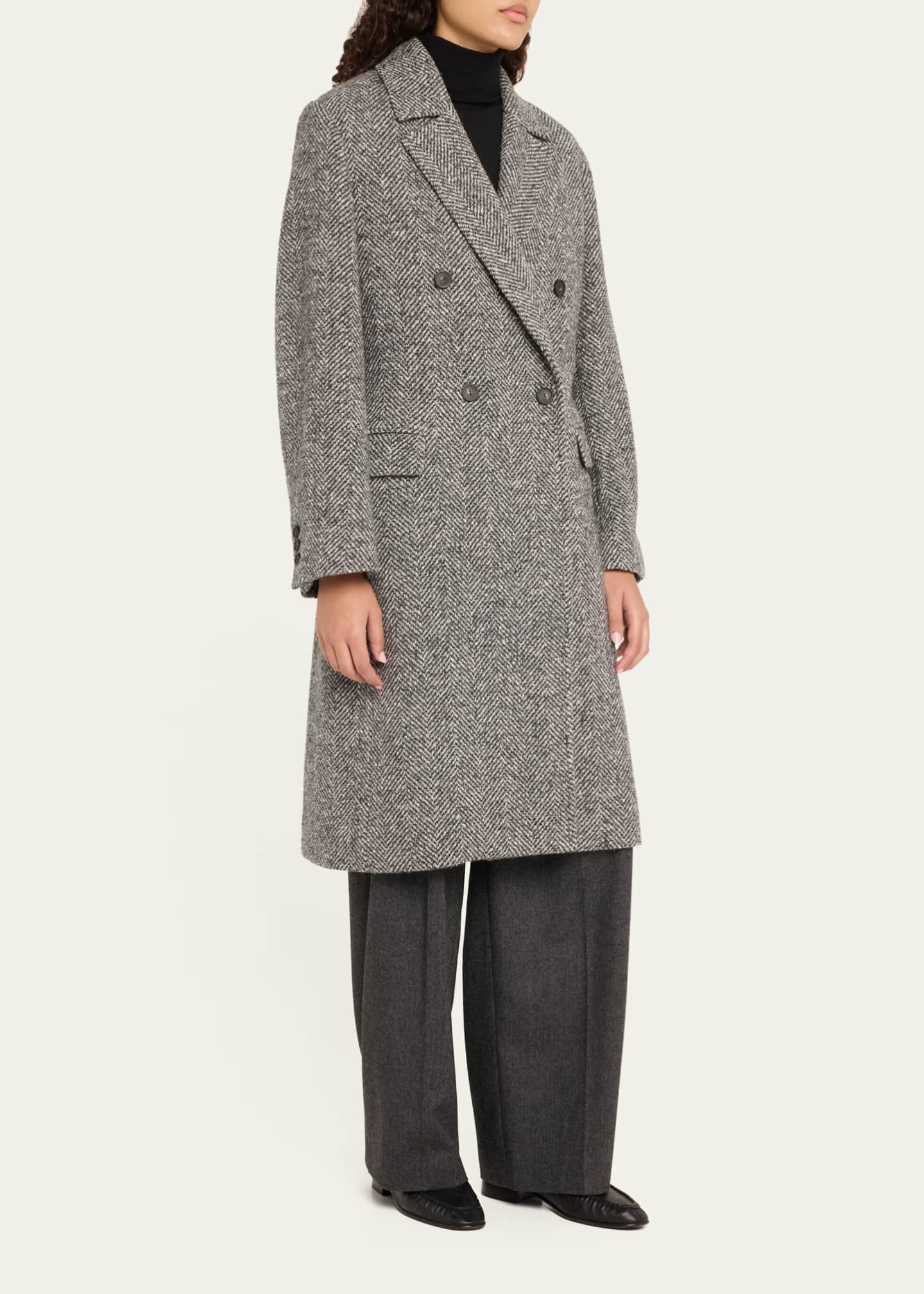 Vince Herringbone Double-Breasted Coat - Bergdorf Goodman