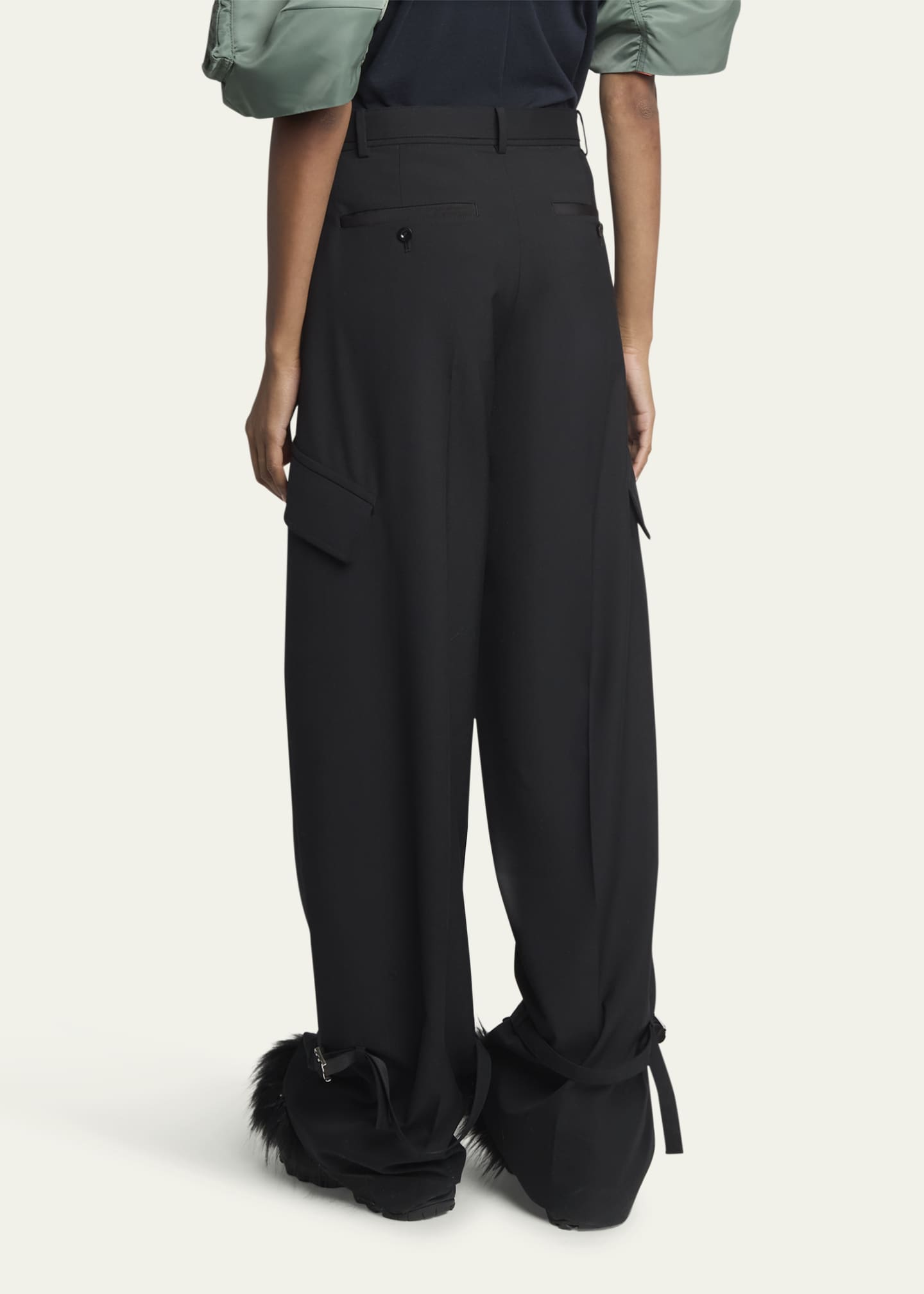 SACAI Belted Tapered Cargo Wool Suiting Pants - Bergdorf Goodman