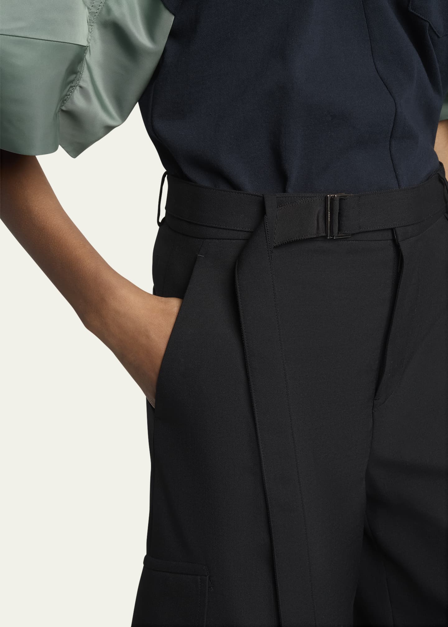 SACAI Belted Tapered Cargo Wool Suiting Pants - Bergdorf Goodman