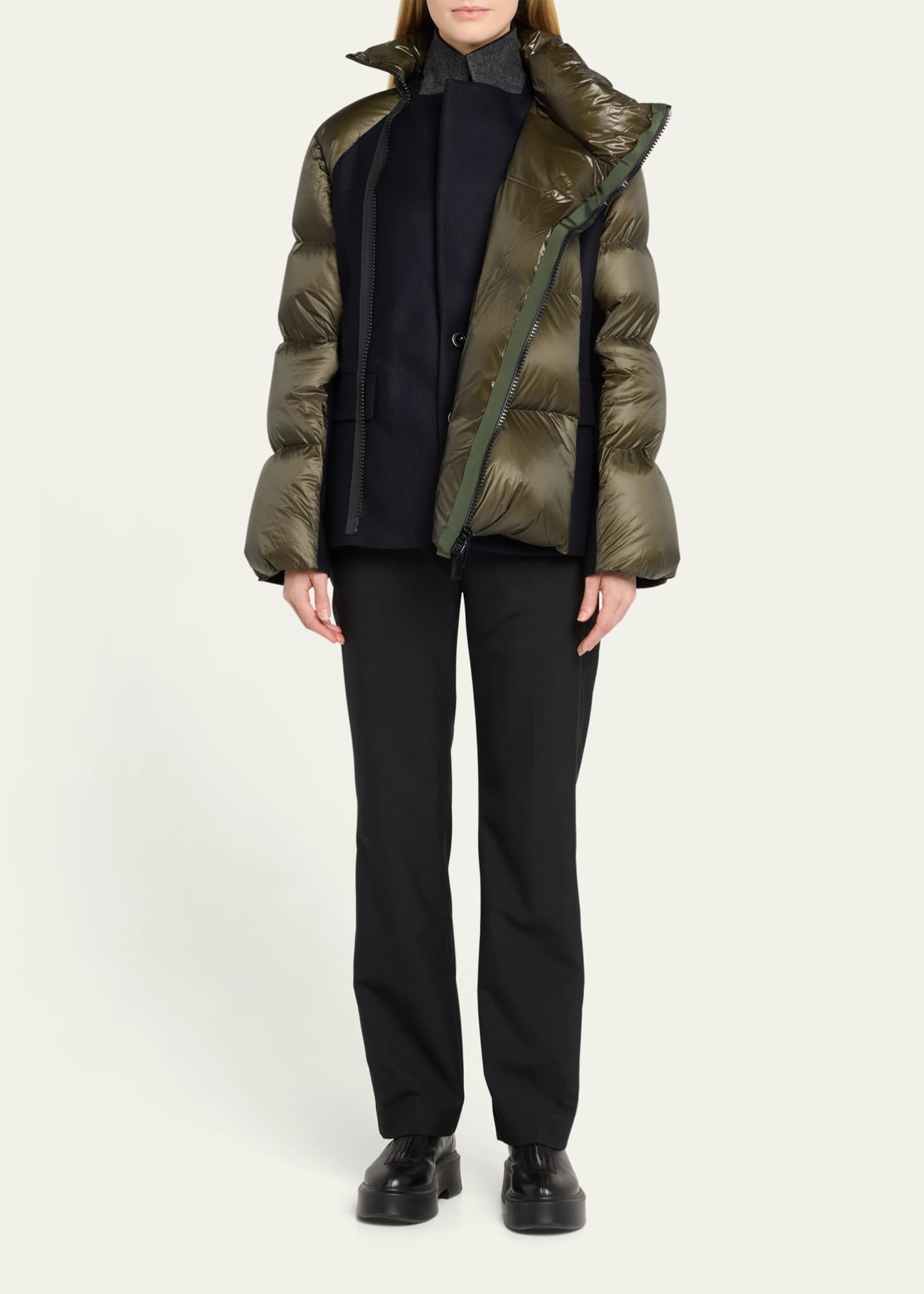 SACAI Layered Blazer Puffer Hybrid Wool Jacket - Bergdorf Goodman