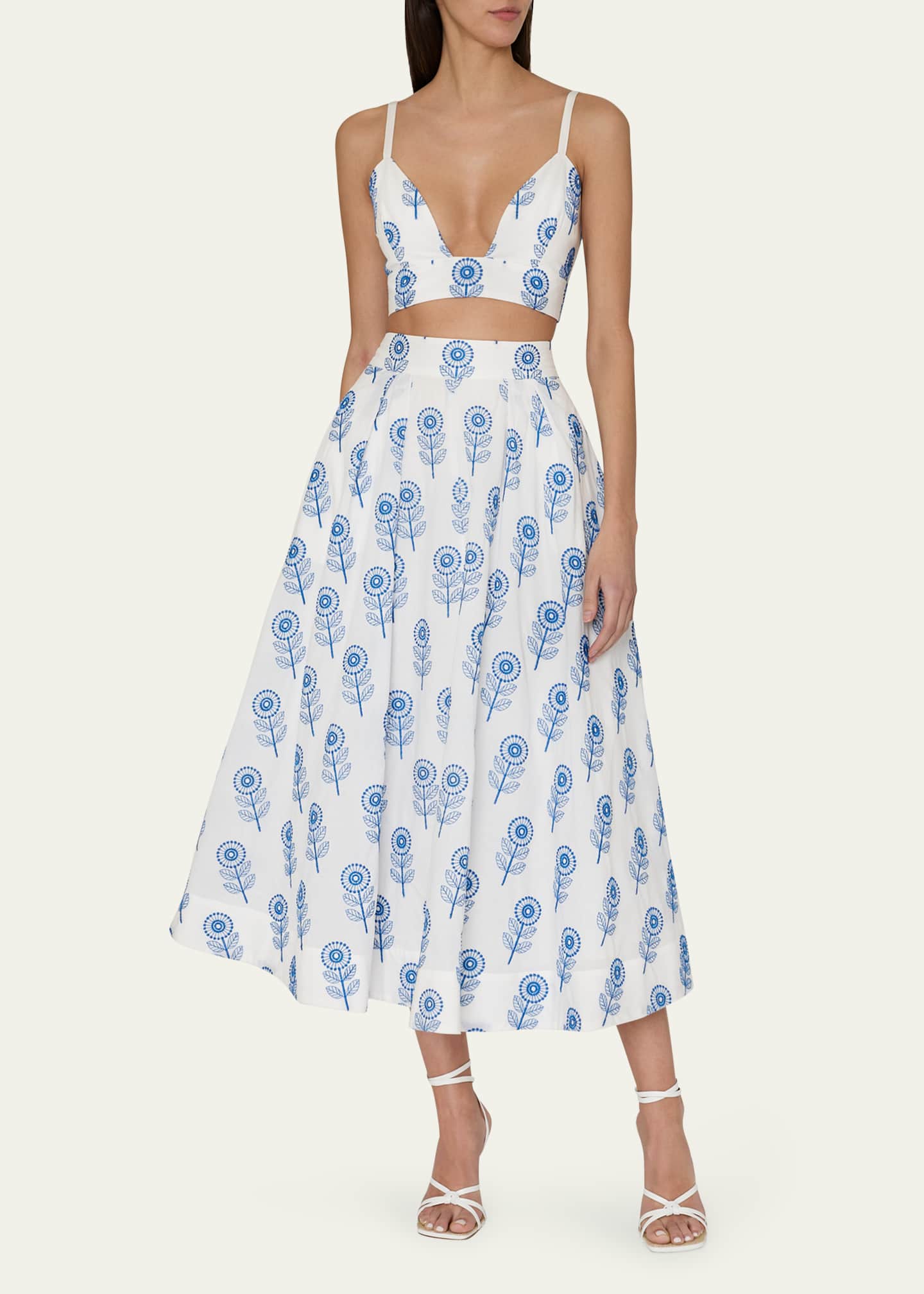 Milly Floral-Embroidered Crop Top - Bergdorf Goodman