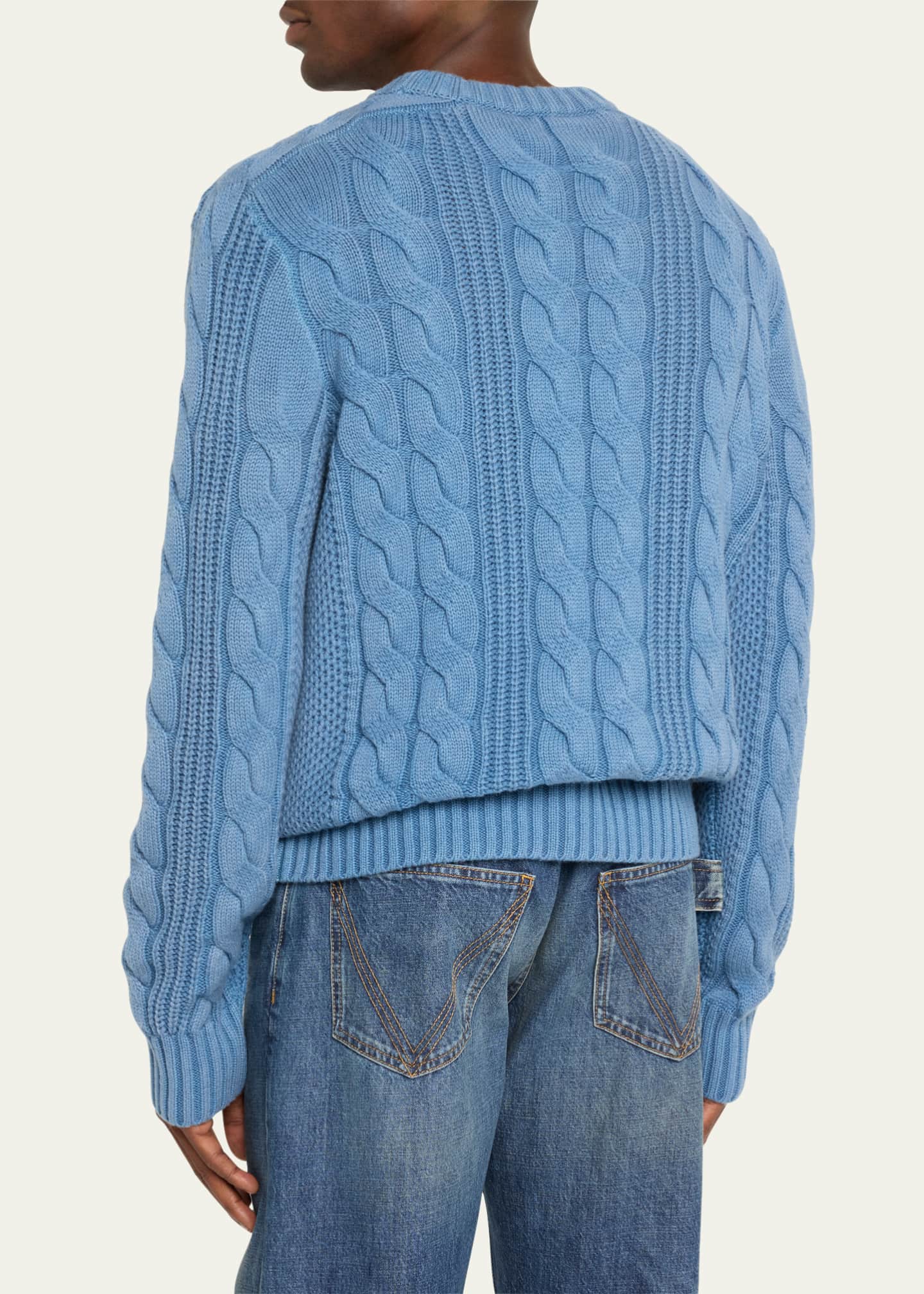 Iris Von Arnim Mens Cosimo Cashmere Cable Crewneck Sweater Bergdorf