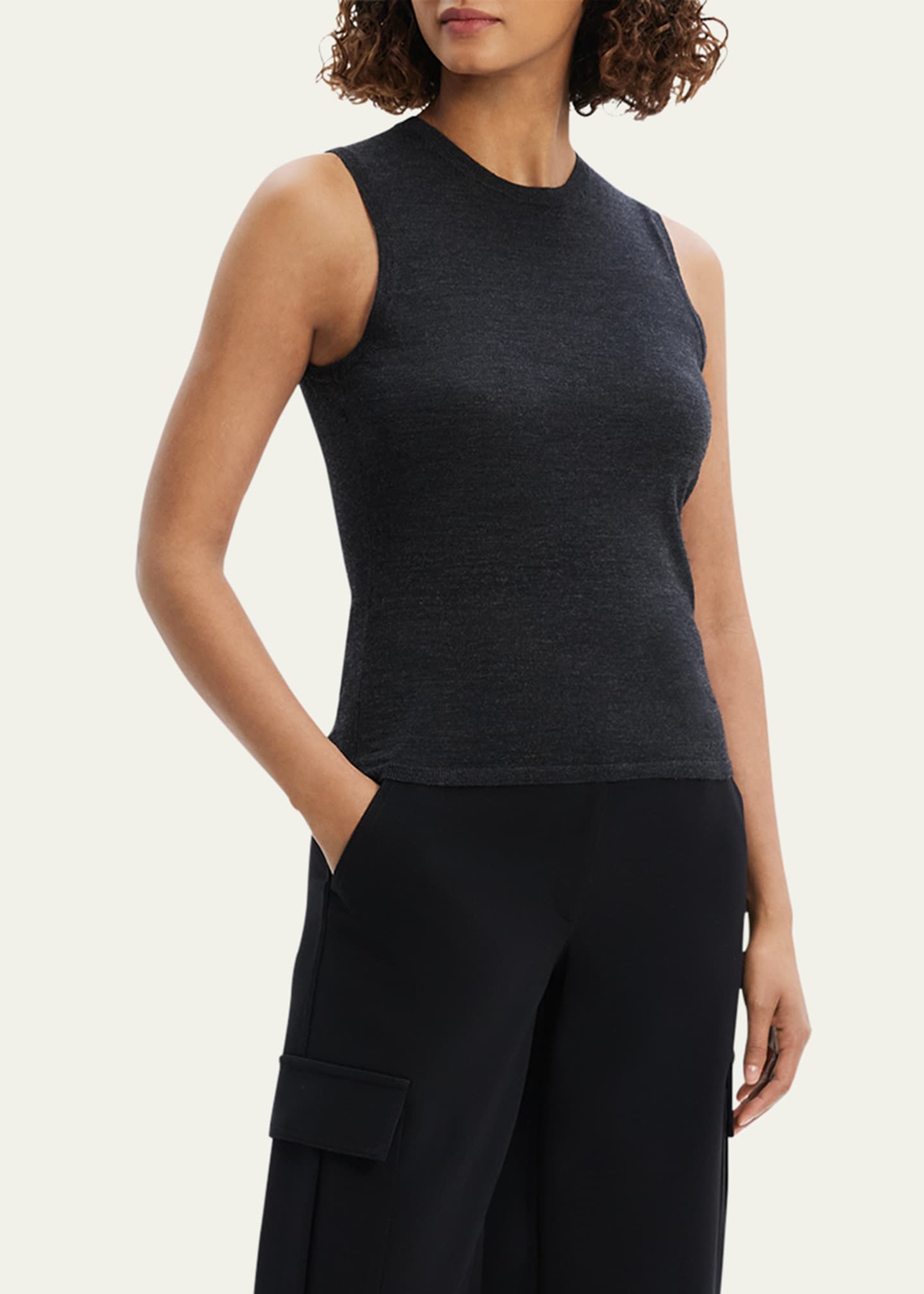 Theory Regal Merino Wool Crewneck Shell Top - Bergdorf Goodman