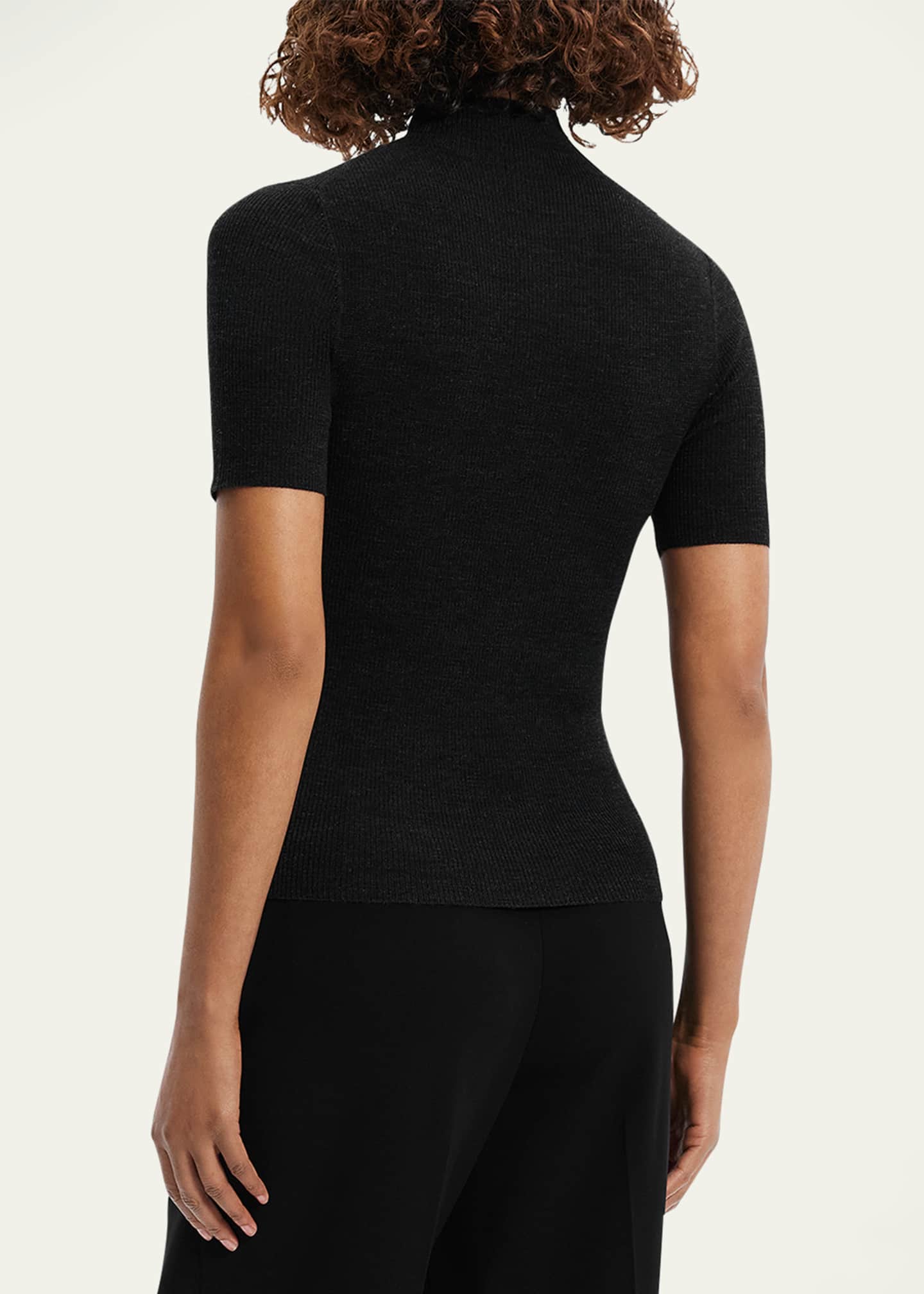 Theory Leenda Regal Merino Wool Short-Sleeve Mock-Neck Top - Bergdorf ...