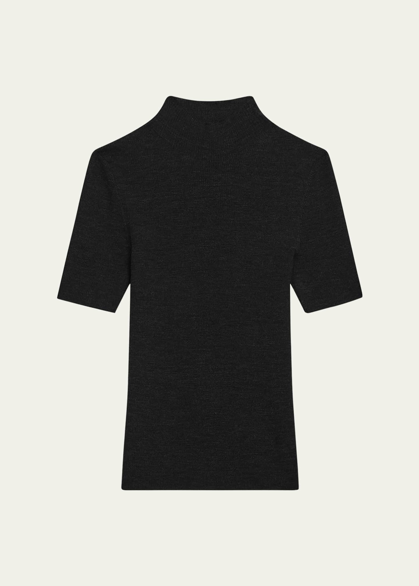 Theory Leenda Regal Merino Wool Short-Sleeve Mock-Neck Top - Bergdorf ...