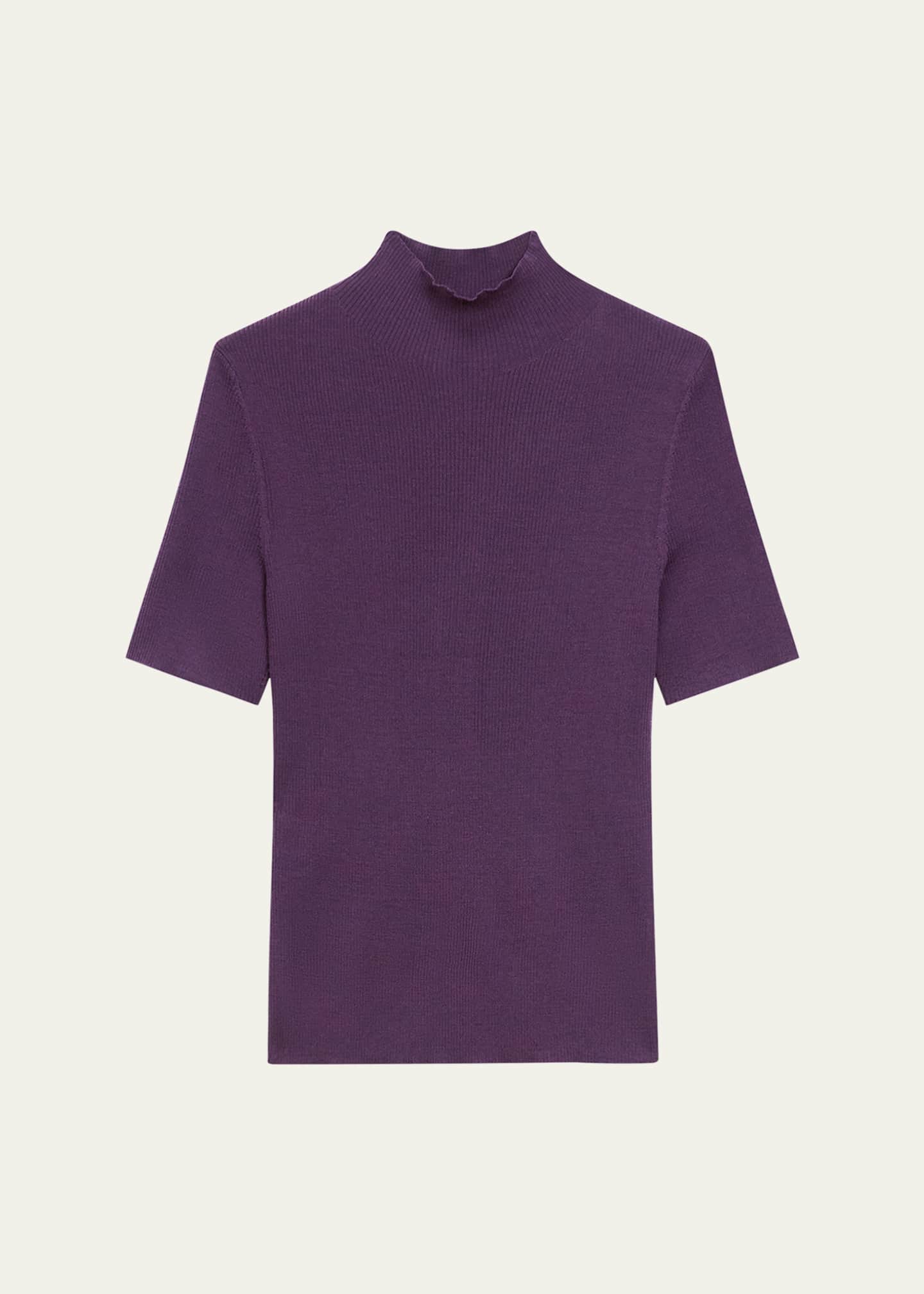 Theory Leenda Regal Merino Wool Short-Sleeve Mock-Neck Top - Bergdorf ...
