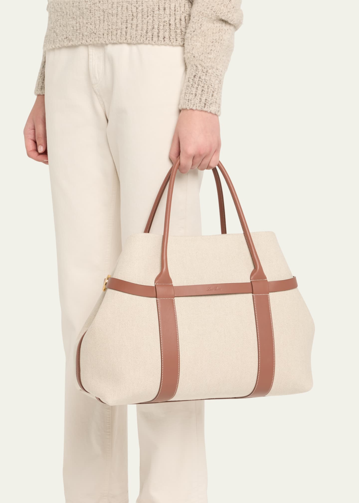Loro Piana Ghiera Large Canvas Shopper Tote Bag - Bergdorf Goodman