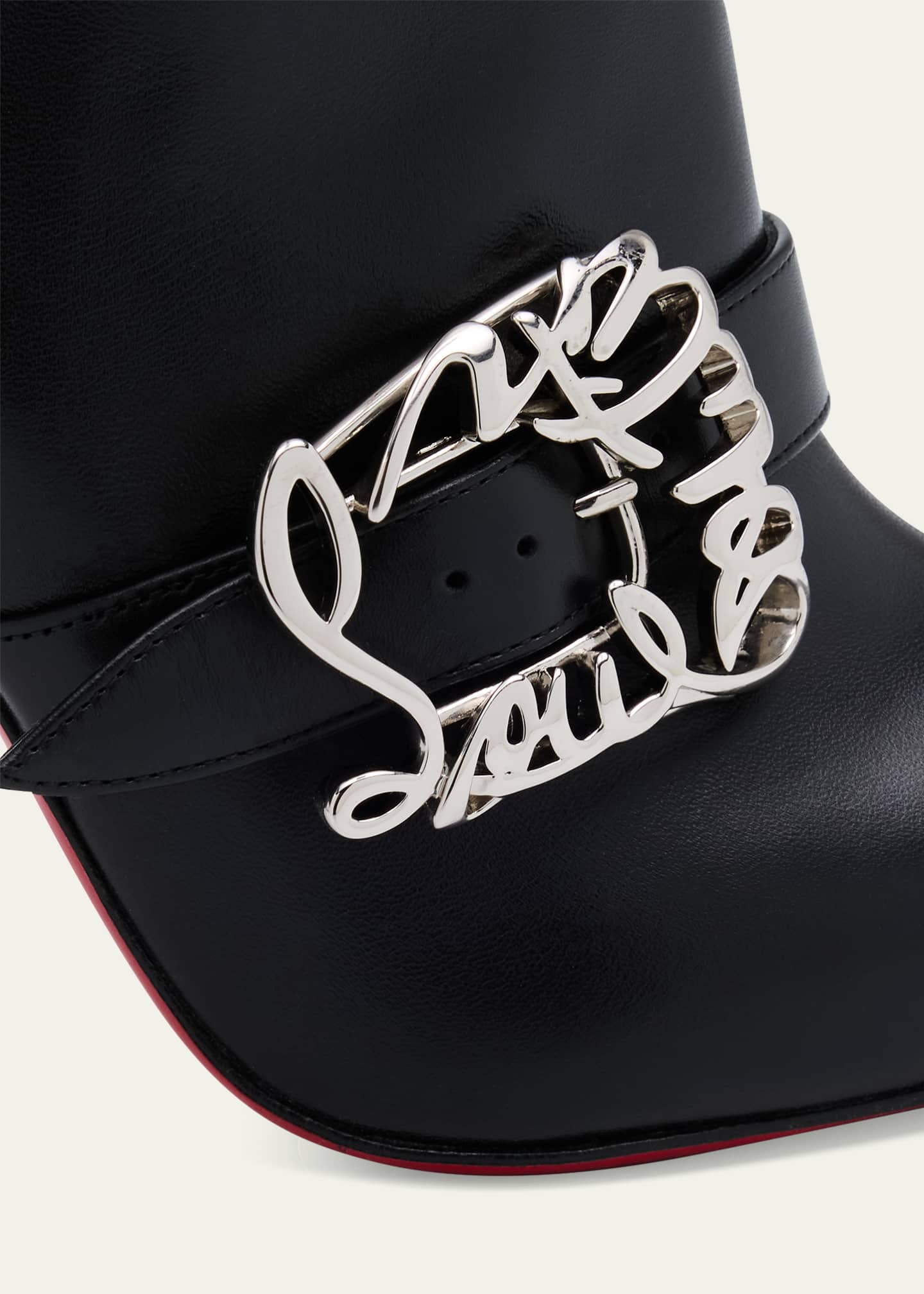 Christian Louboutin Leather Buckles Red Sole Stiletto Booties ...