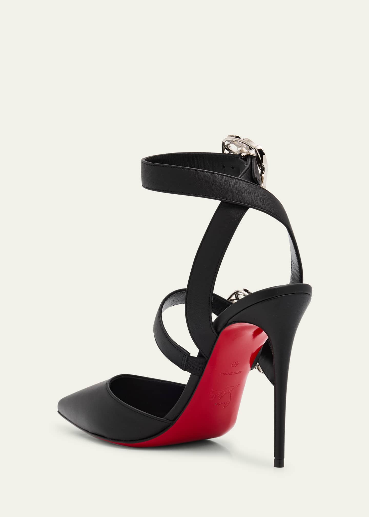 Christian Louboutin Leather Script Buckles Red Sole Pumps - Bergdorf ...