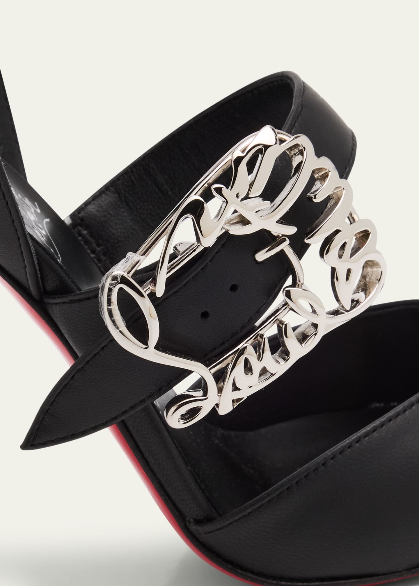 Christian Louboutin Leather Script Buckles Red Sole Pumps - Bergdorf ...