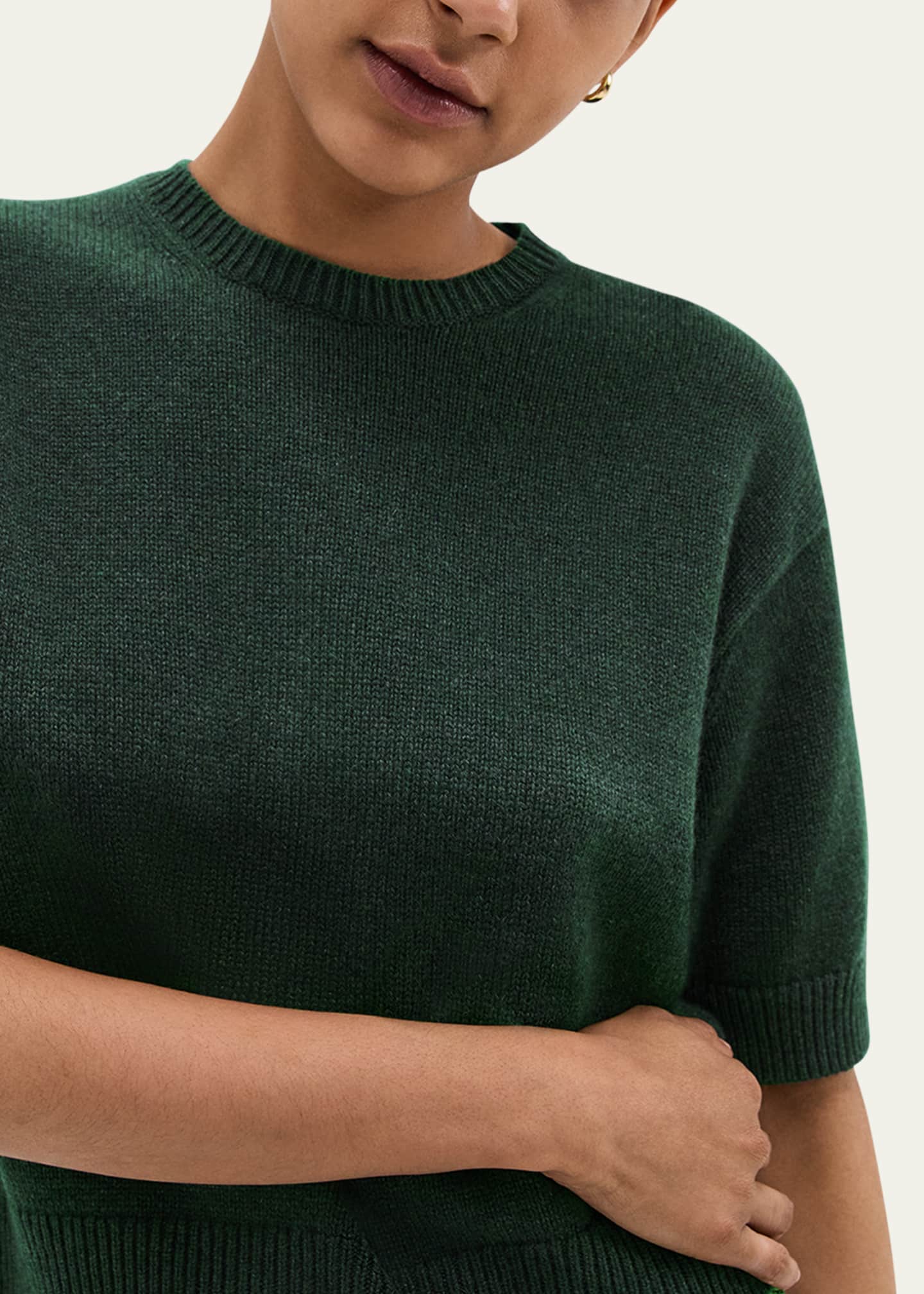 Theory Cashmere Cropped Short-Sleeve T-Shirt - Bergdorf Goodman