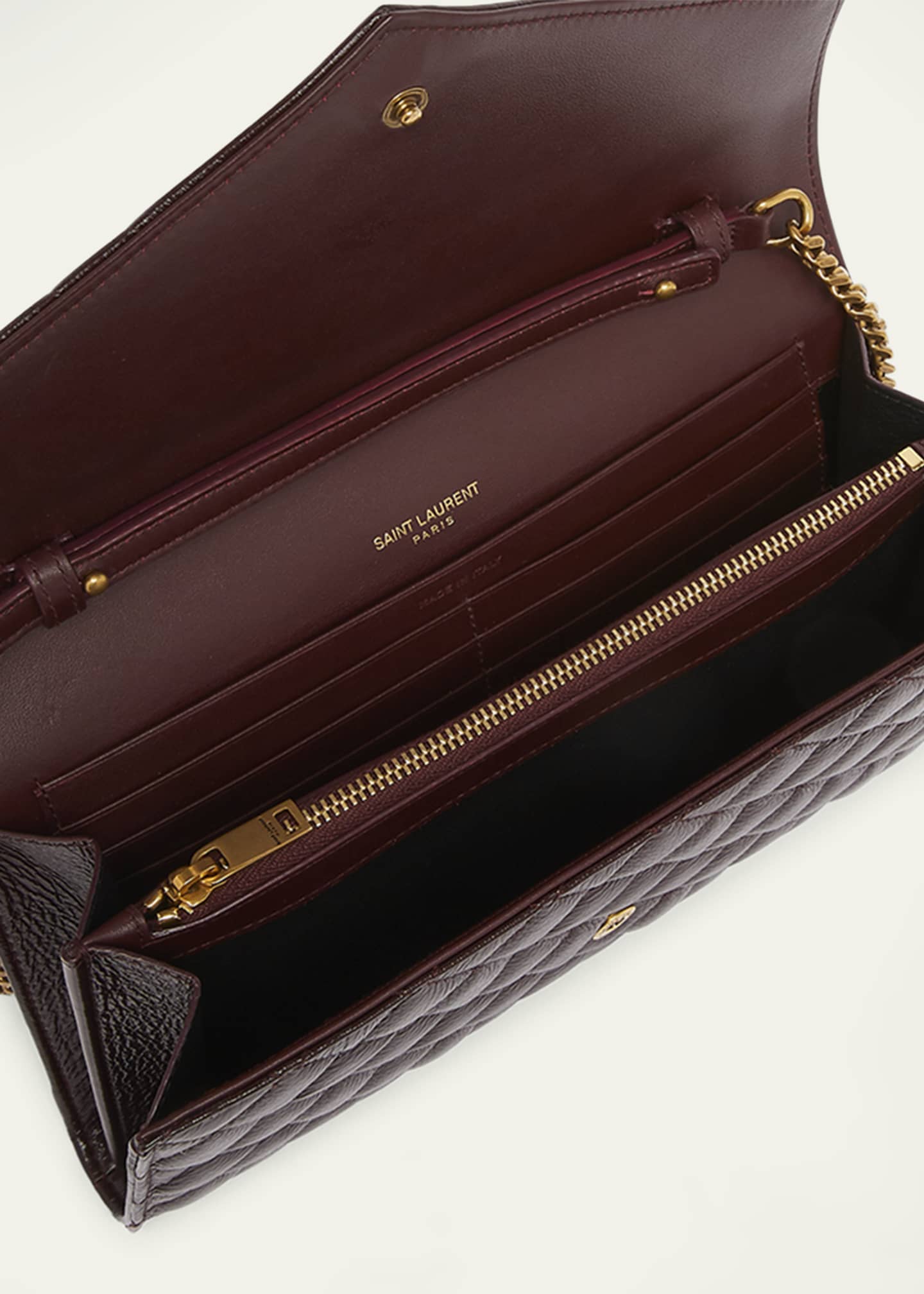 Saint Laurent Small YSL Envelope Wallet on Chain in Triquilt Leather ...