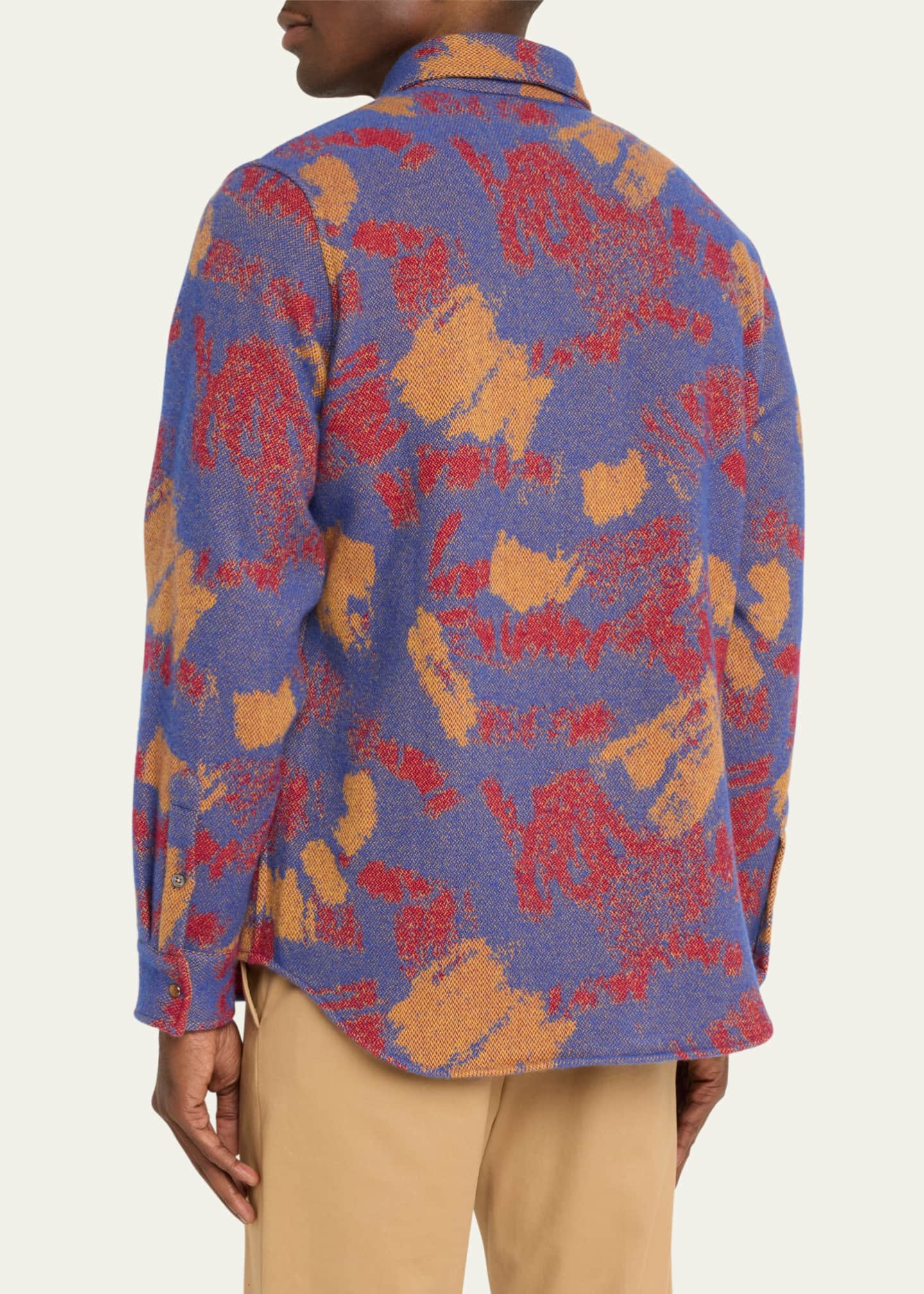 God's True Cashmere Men's Jacquard Cashmere Shirt with Tiger's Eye ...