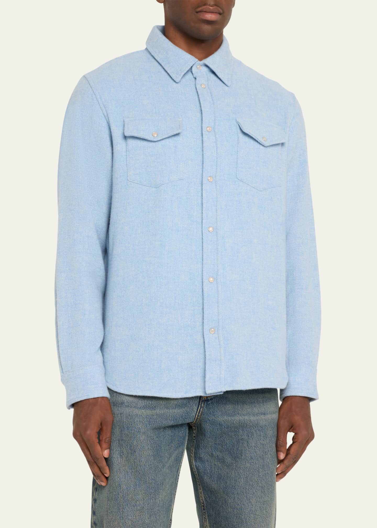 God's True Cashmere Men's Heathered Cashmere Shirt with Rose Quartz ...