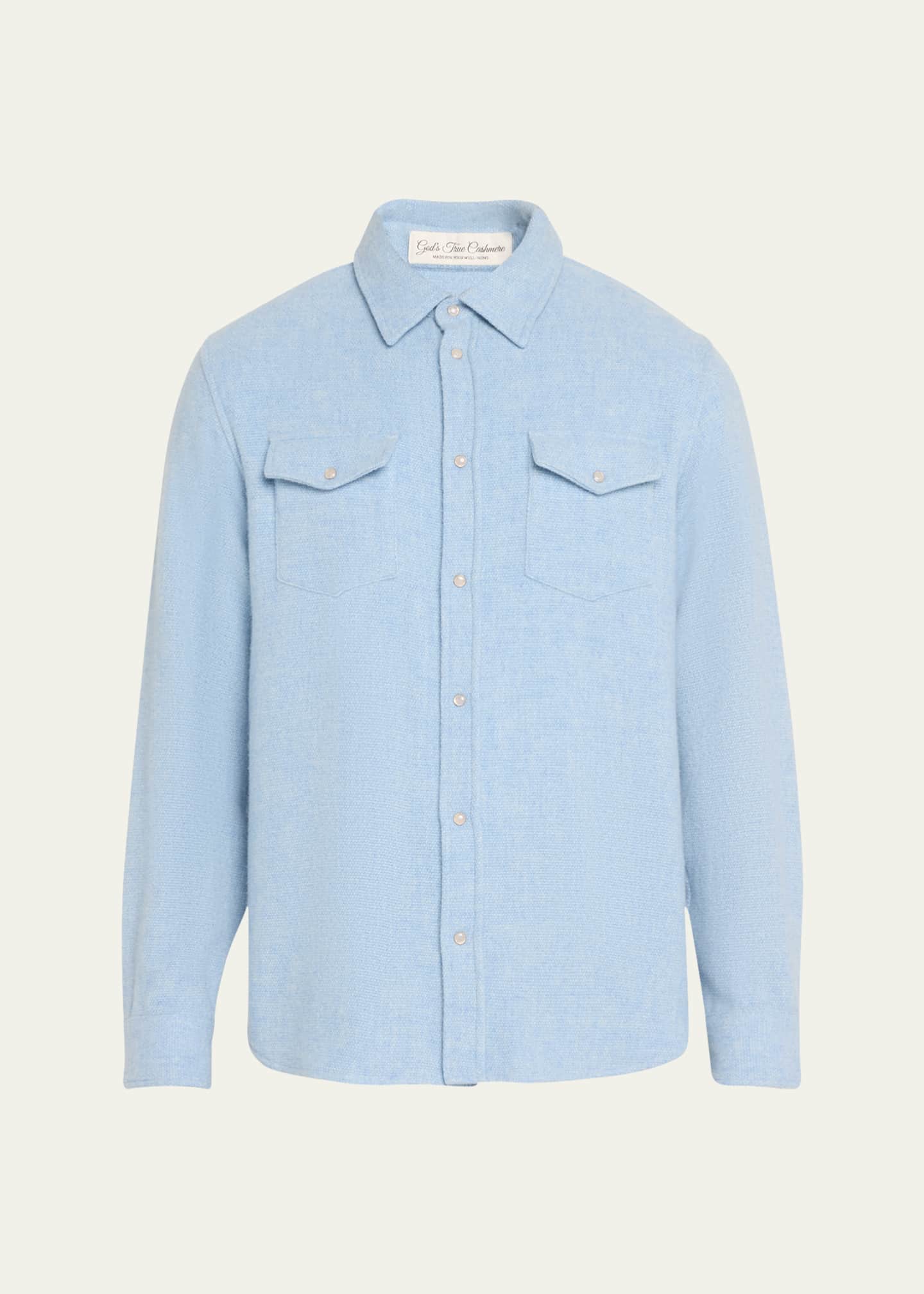 God's True Cashmere Men's Heathered Cashmere Shirt with Rose Quartz ...