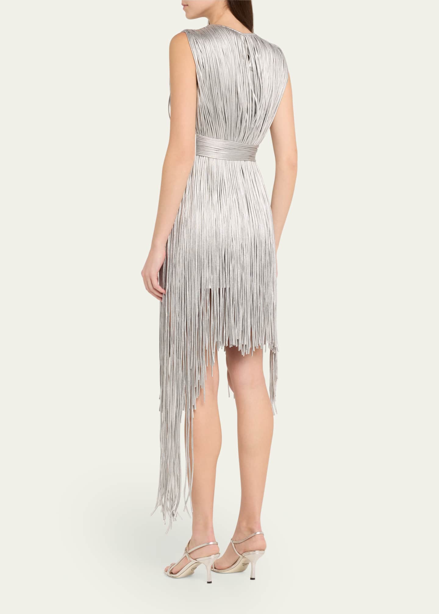 AREA Metallic Fringe Mini Dress - Bergdorf Goodman