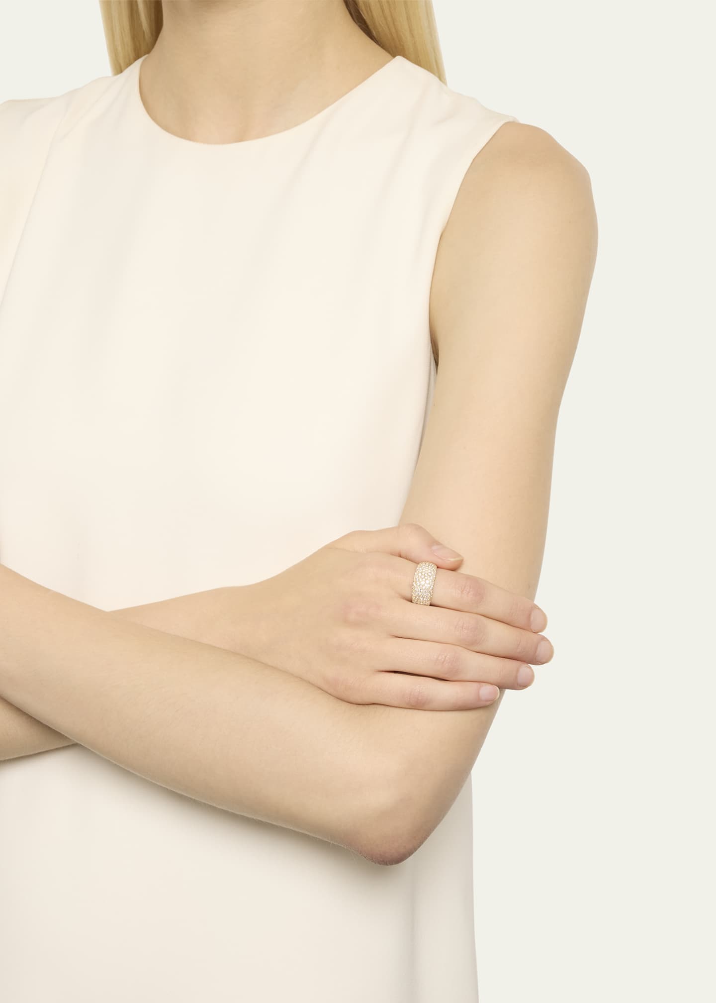 Sidney Garber 18K Yellow Gold Diamond Pave Soft Volume Ring, Size 6.5 - Bergdorf Goodman